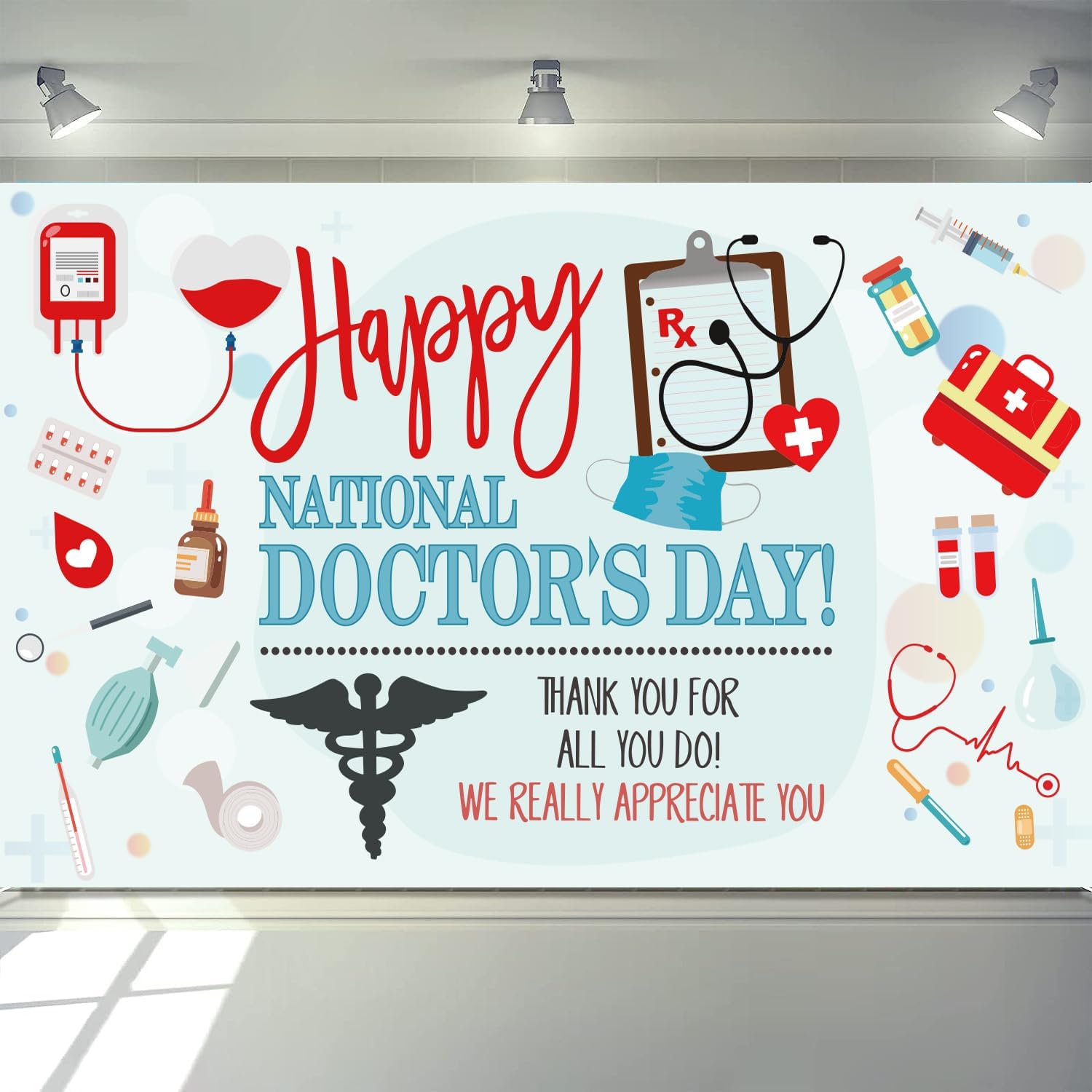 Amazon.com: Happy Doctor's Day Banner Backdrop Decorations, National ...