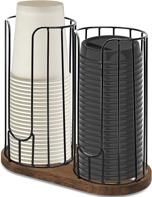 Amazon.com - Tanggiteck 2-Compartment Coffee Cup Dispenser Rack with ...