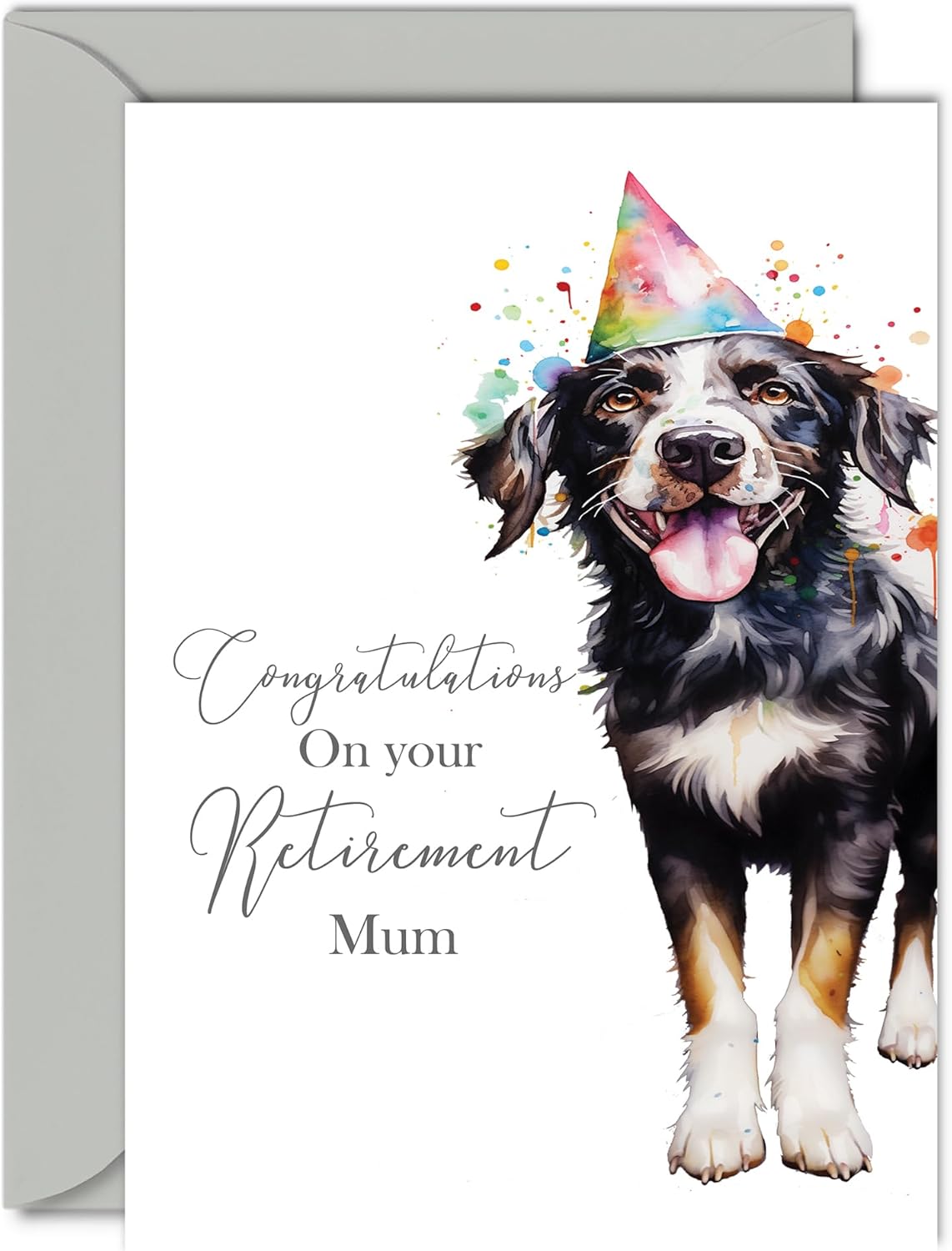 Retirement Card for Mum - Party Dog - Leaving Cards for Mum from Son ...