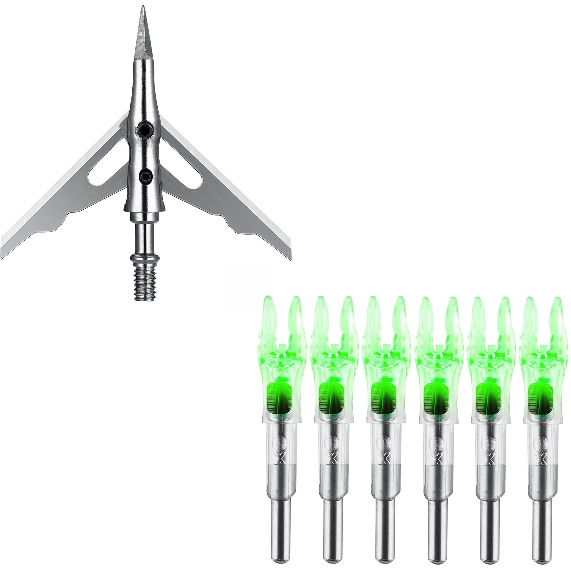 Amazon.com : KEAUP 6 PCS Lighted Nock .204 for Arrows & 100 Grain Mechanical Broadheads, High ...
