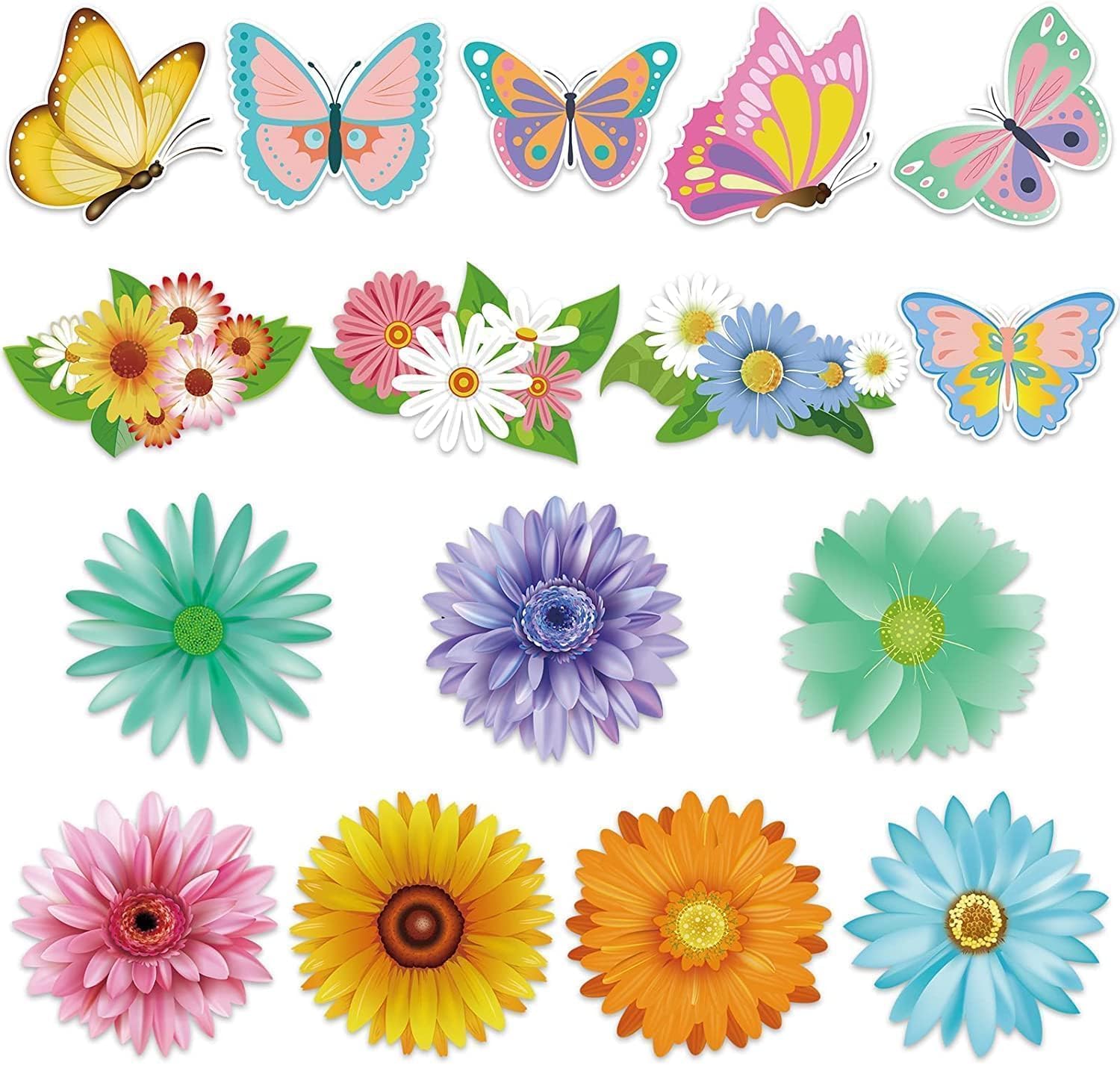 Amazon.com: Zonon 28 Pieces Flower Cutouts Flowers Bulletin Board ...