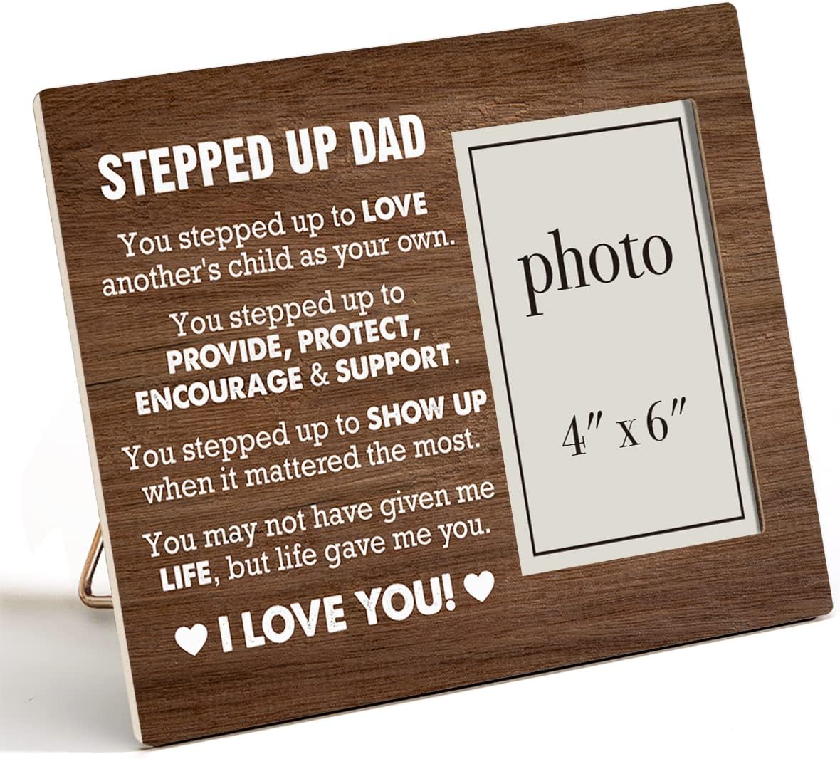Amazon.com: ZENNLAB Stepped Up Dad Wood Frame Stepdad Birthday Gift for ...