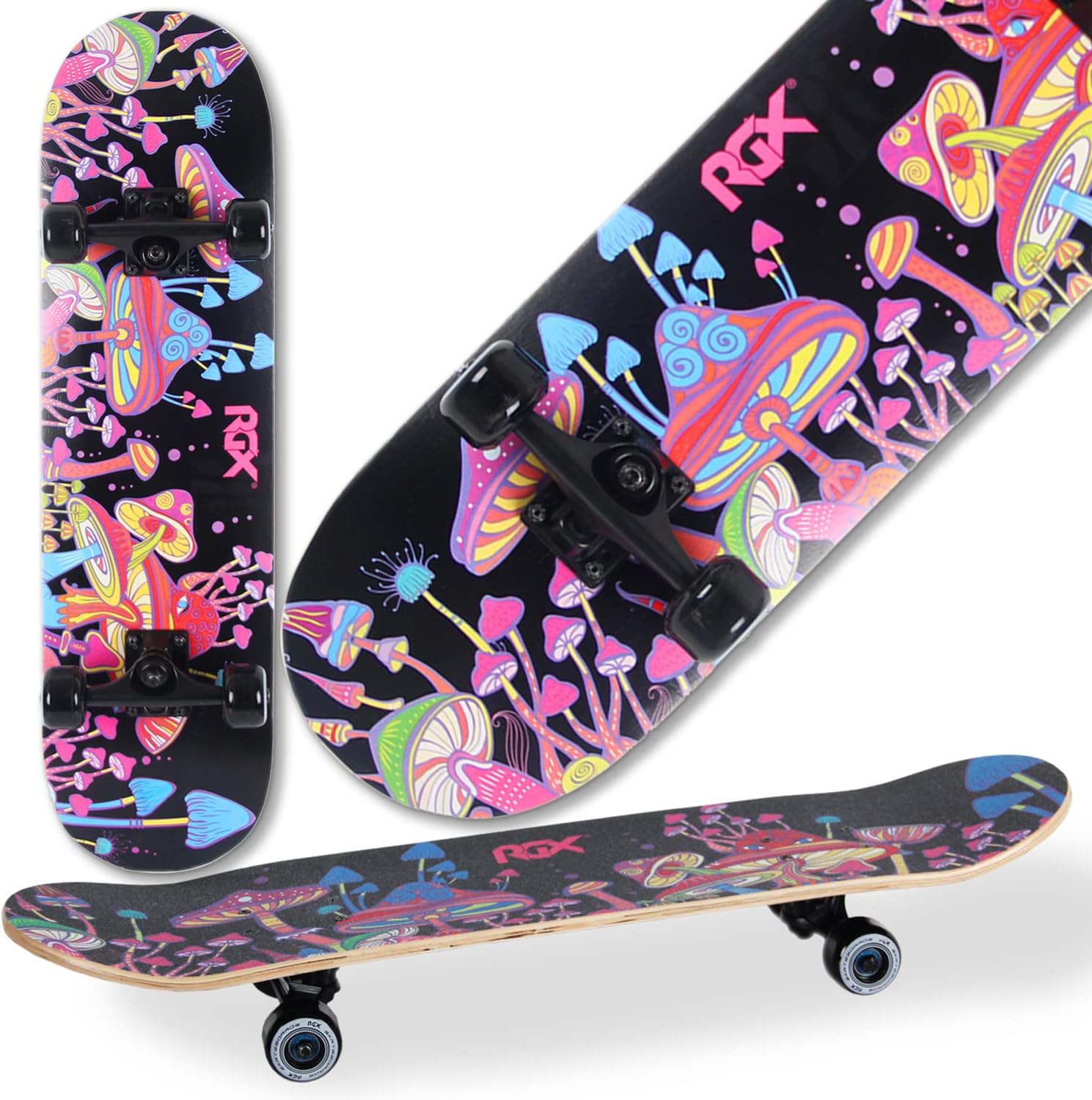 WeLLIFE Skateboard Completo Doppia Grafica per Principianti RGX Double ...