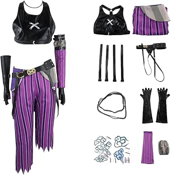 Jinx Cosplay Costume with Wig and Tatoo Sticker Full Set Halloween ...