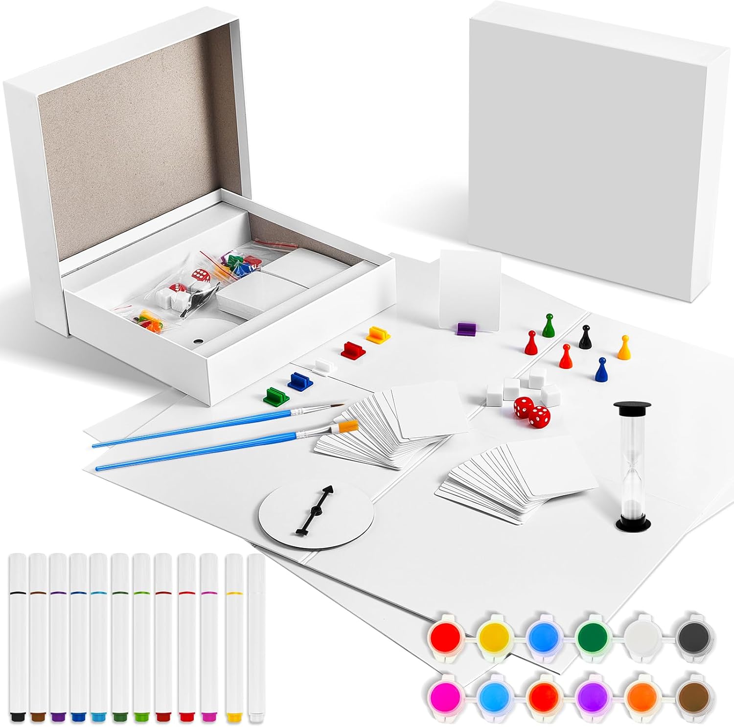 Amazon.com: Simgoing 2 Sets Make Your Own Board Game Set Include 18 x 18 in Blank Game Boards ...