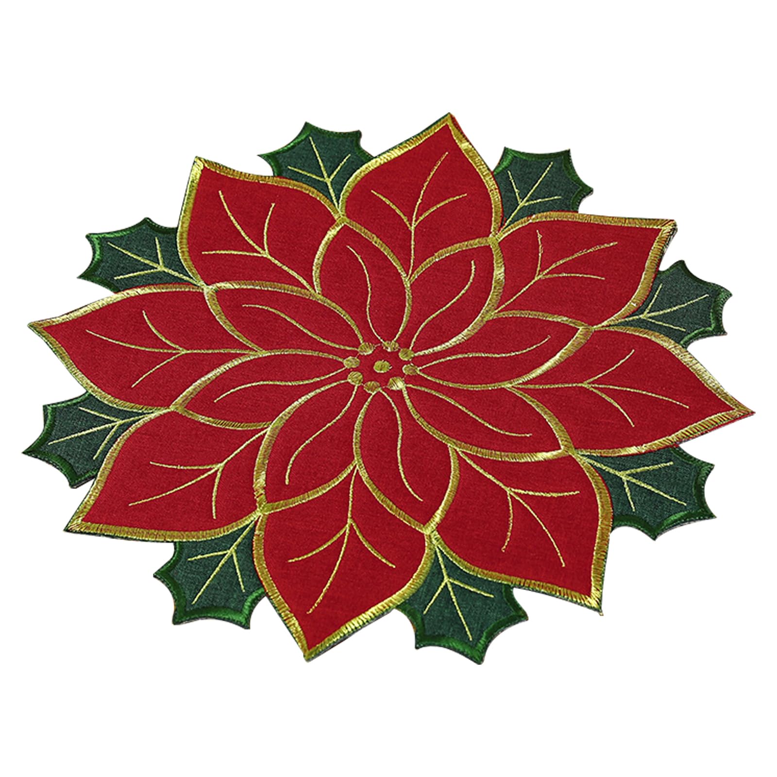 Amazon.com: 6 Pcs Christmas Poinsettia Placemat Table Mats with ...