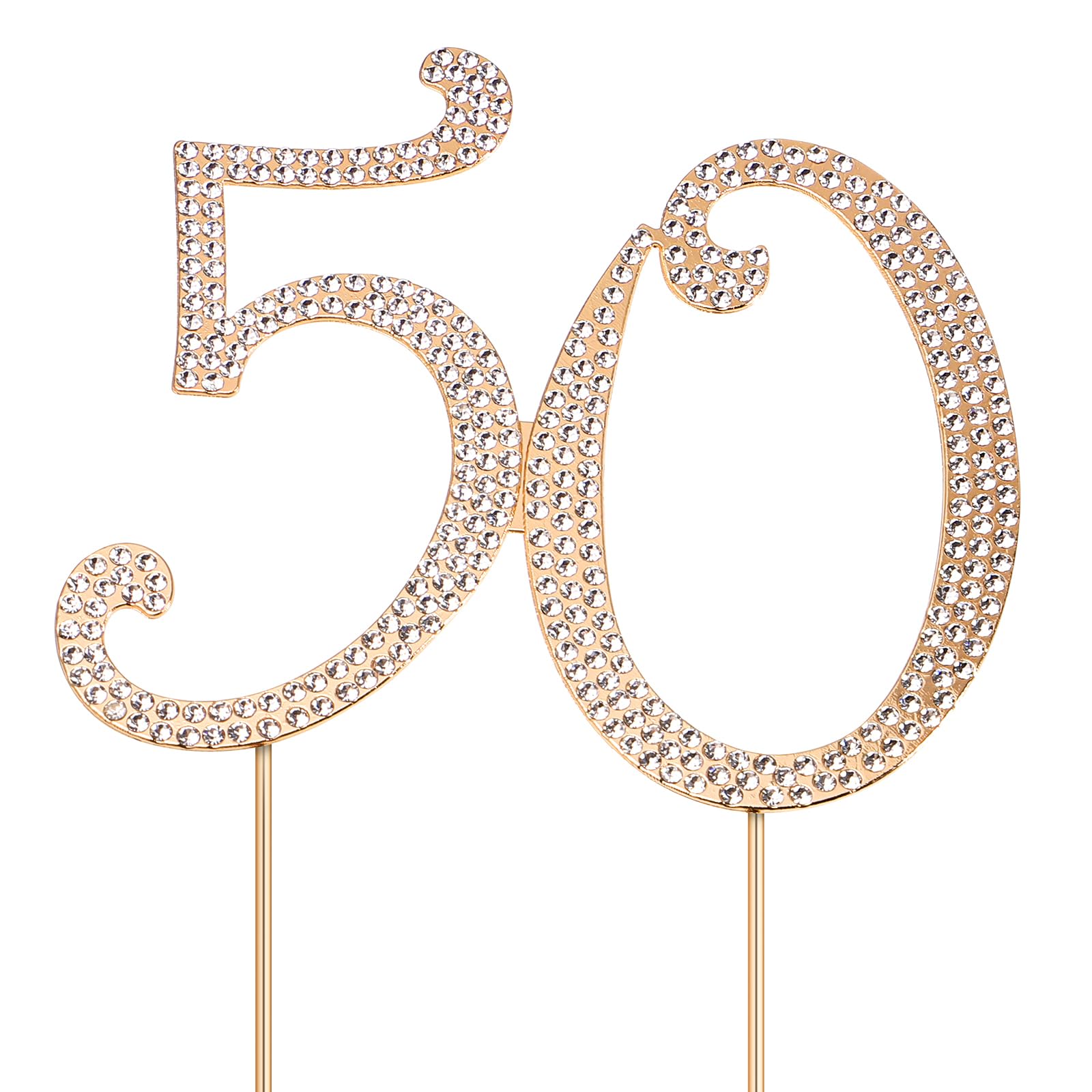 Amazon.com: Toddmomy Gold 50 Rhinestone Cake Topper 50th Anniversary ...