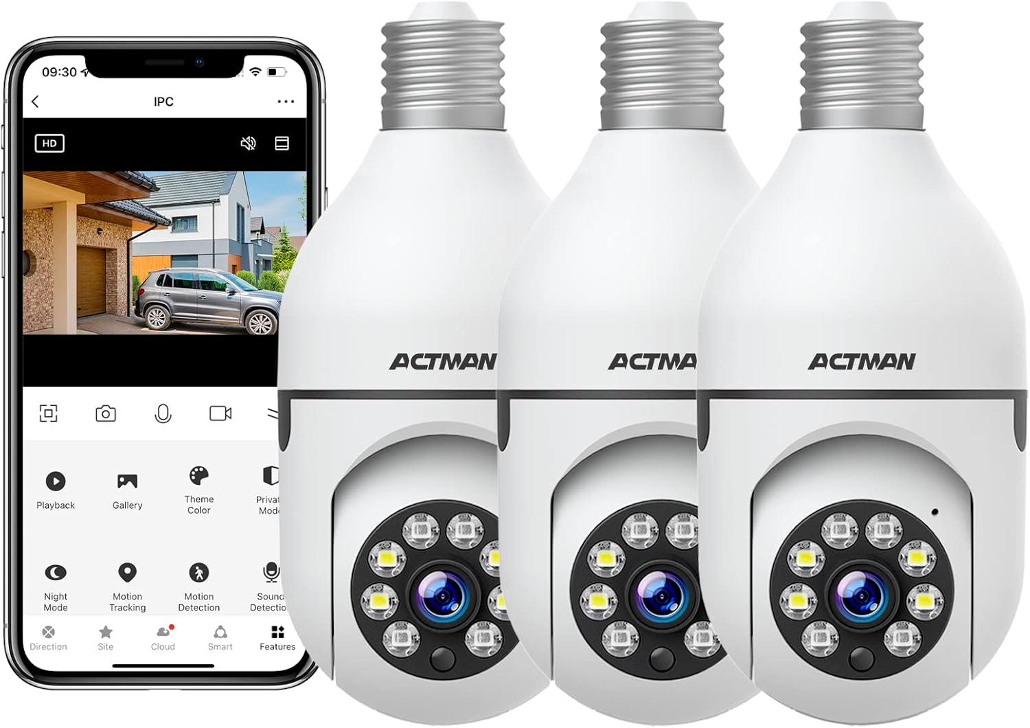 Amazon.com : ACTMAN 3PCS Light Socket Security Camera,2.4G WiFi Buib ...