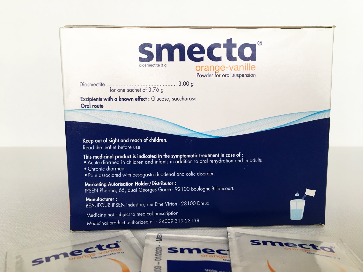 Smecta Original 3g da França: 60 sachês para Tratamento Natural da ...