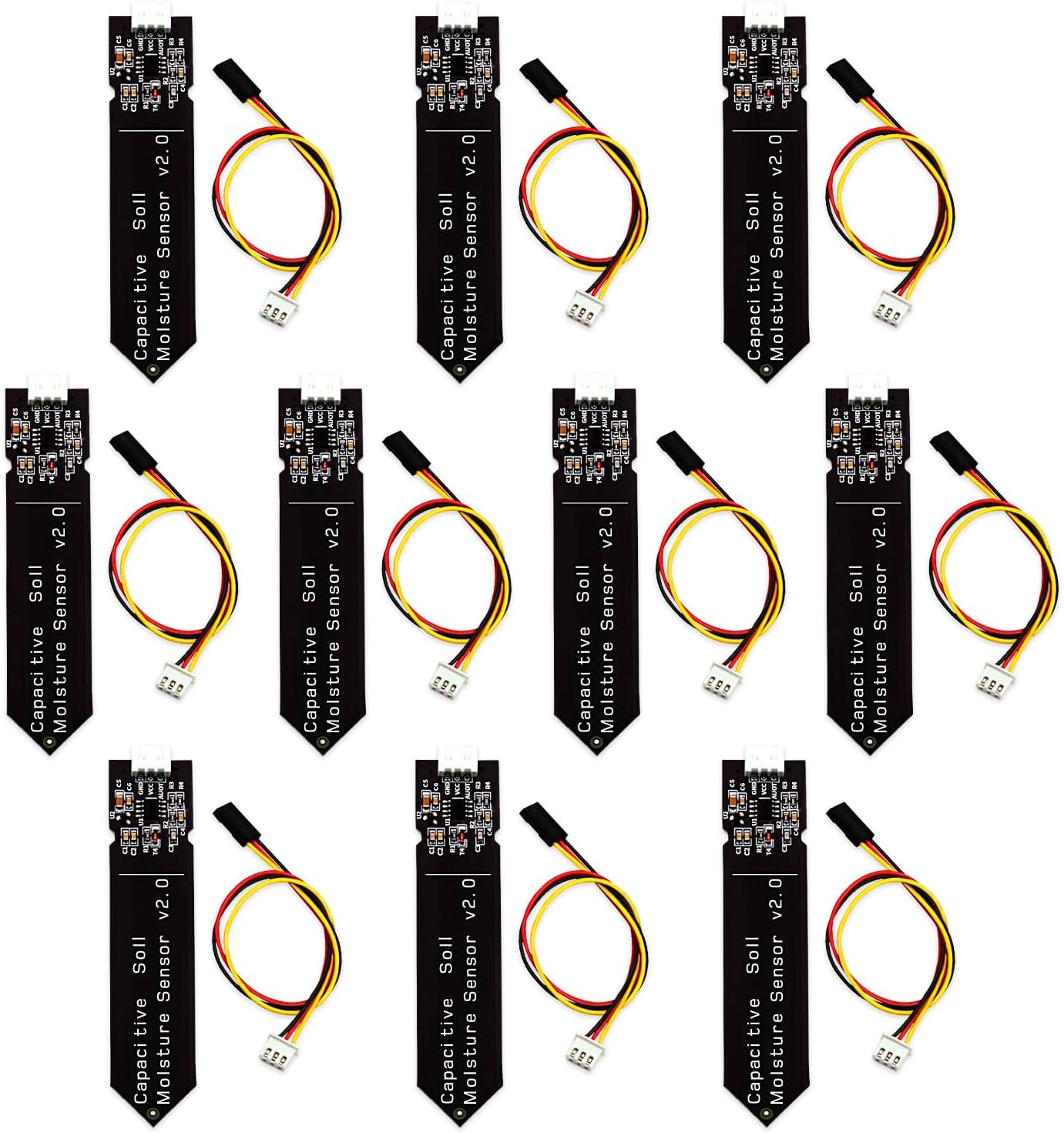 V TELESKY 10Pcs 3.3-5.5V Wide Voltage Wire Capacitive Soil Moisture ...