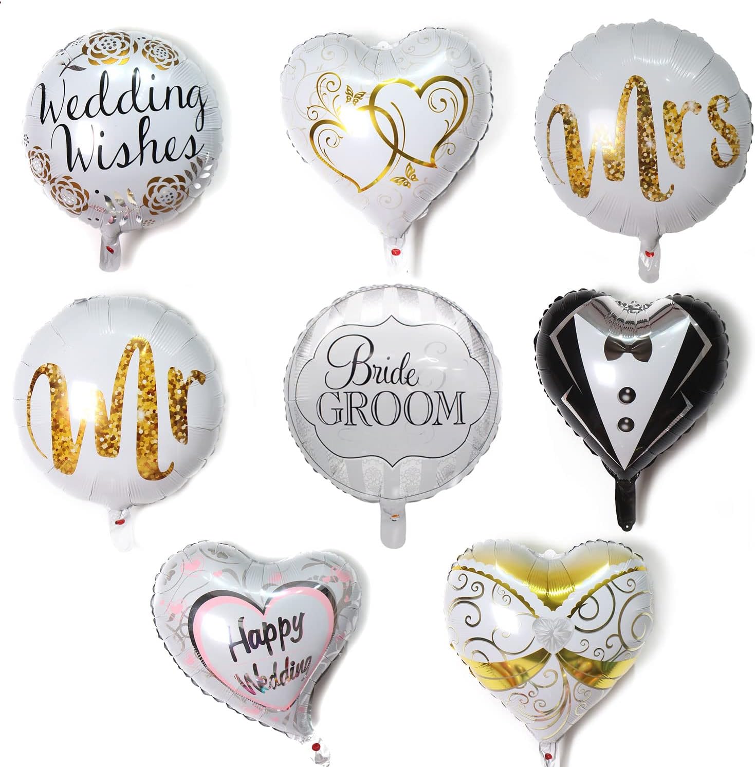 Amazon.com: 32 Pcs Wedding Foil Balloons Mr&Mrs Love 18 inch Heart and ...