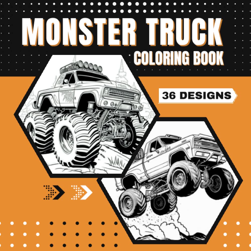 Snapklik.com : MONSTER TRUCK COLORING BOOK: 36 Big Wheel Cars. Stress ...