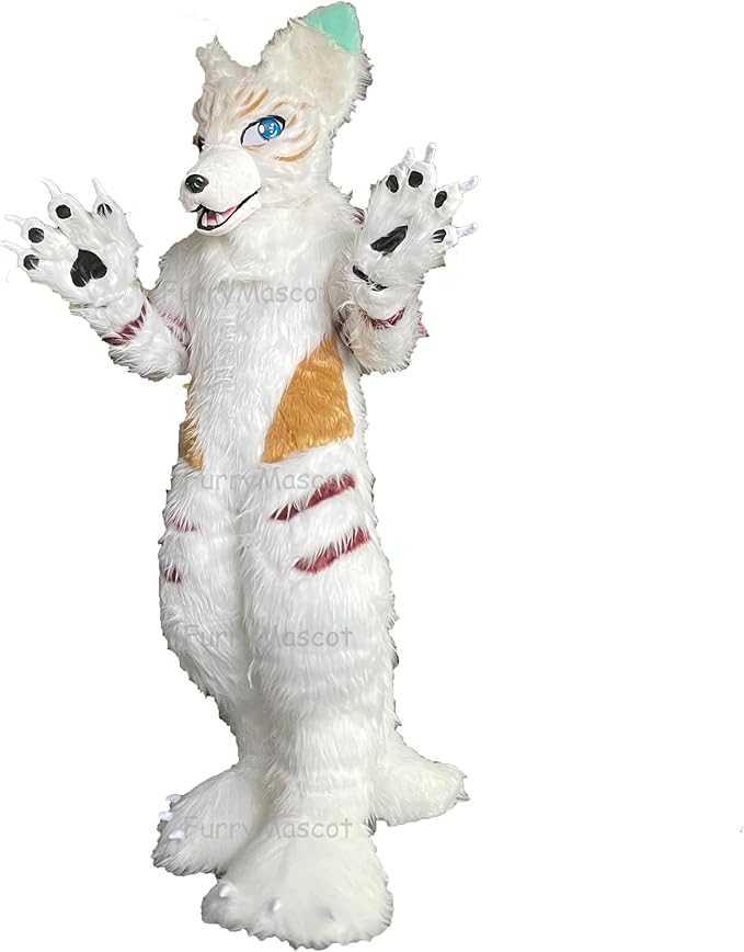 Amazon.com: FurryMascot White Wolverine Fox Wolfs Wolf Fursuit Kigurumi ...