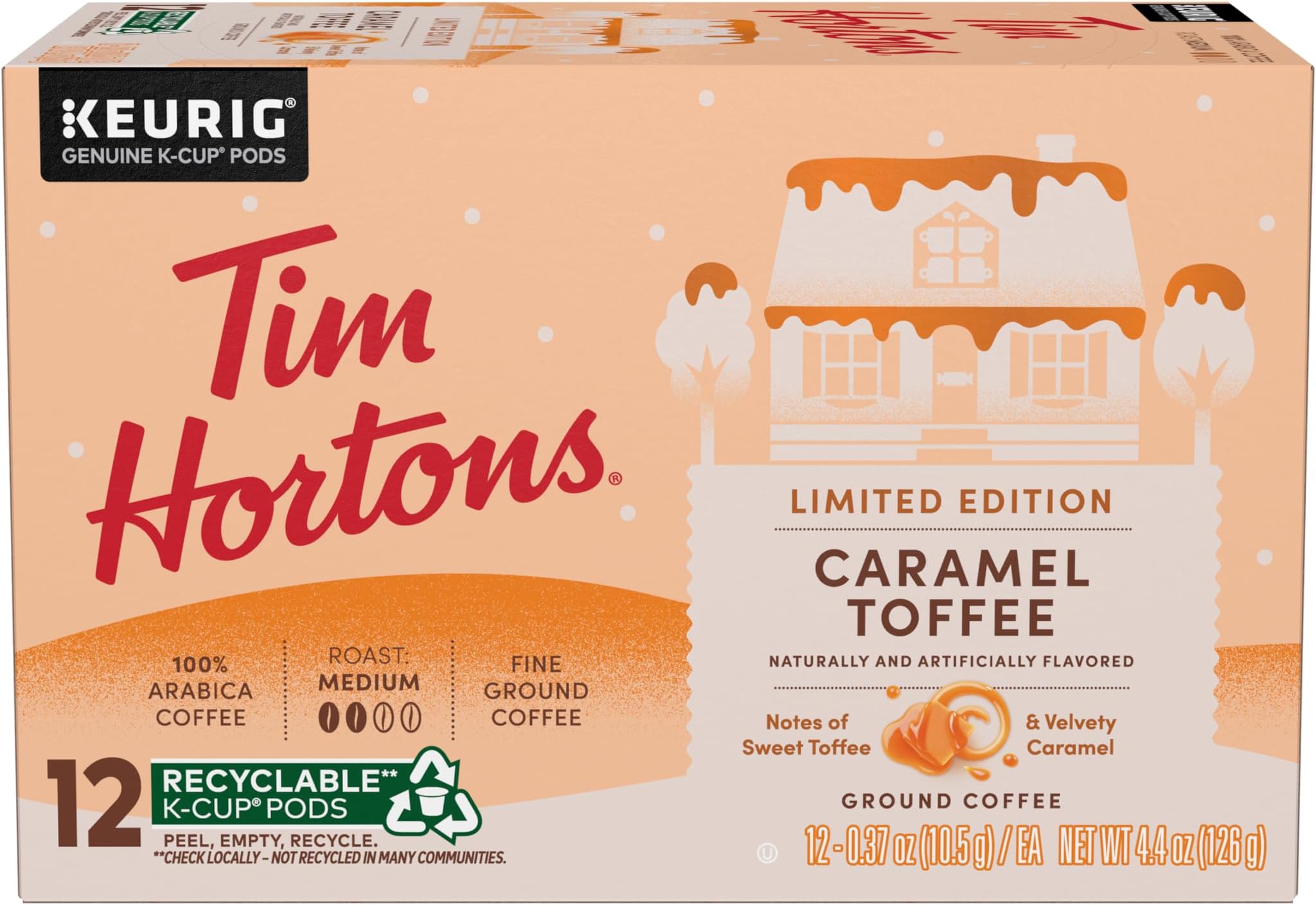 Amazon.com: Tim Hortons 12ct KCUPs, Caramel Toffee Flavored 100% ...