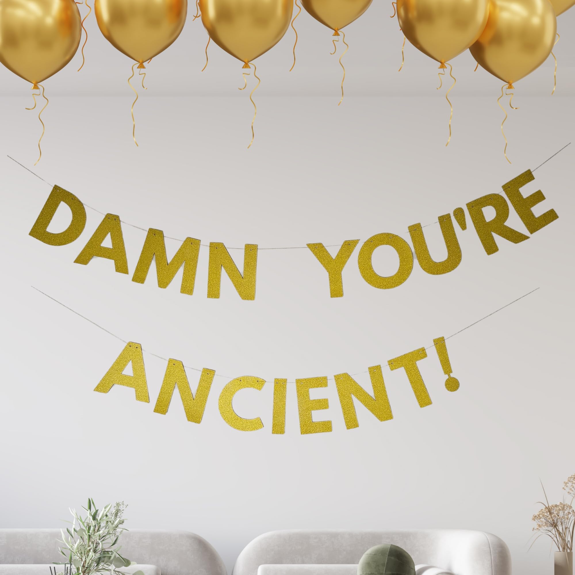 Amazon.com: Damn You're Ancient Funny Birthday Banner 100th 90th 80th ...