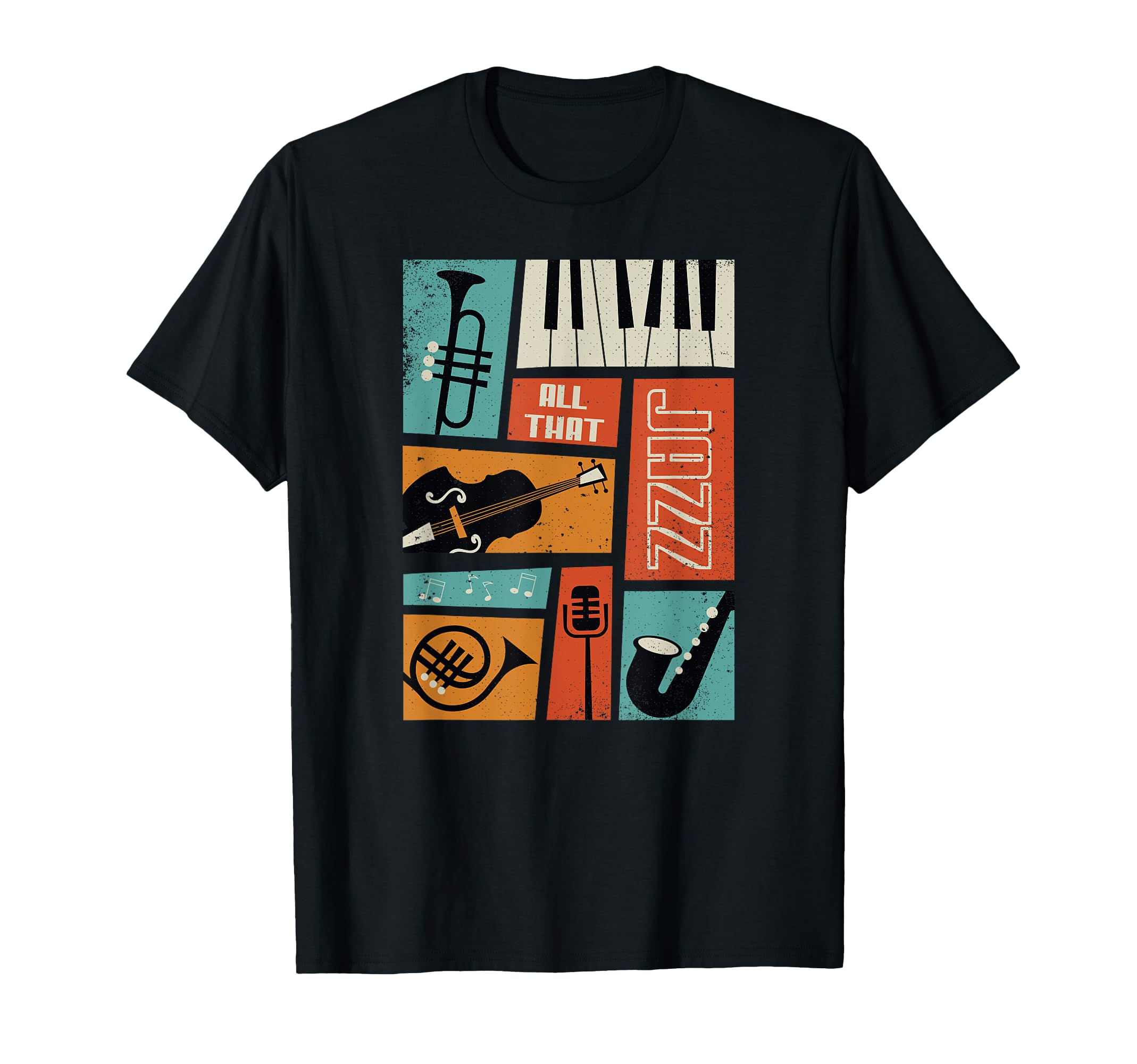 Jazz music - retro vintage piano jazz T-Shirt : Amazon.co.uk: Fashion
