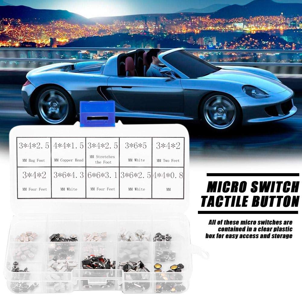 Buy 250Pz Tactile Push Button Switch Set,10 Values 4-Pin 2-Pin Plastic ...