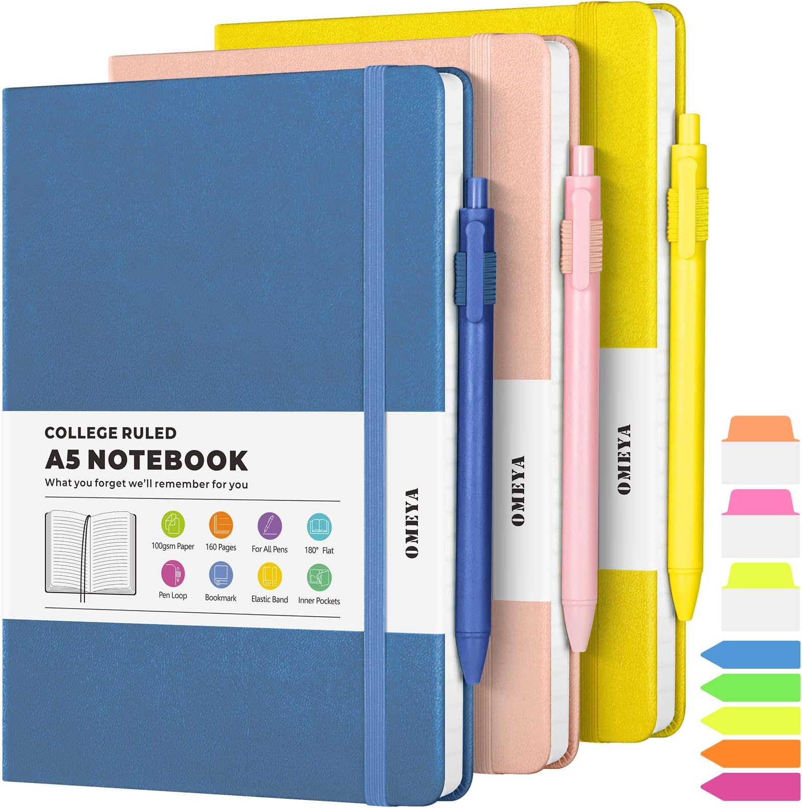 Amazon.com : Lined Journal Notebook, 3 Pack A5 College Ruled Notebooks ...