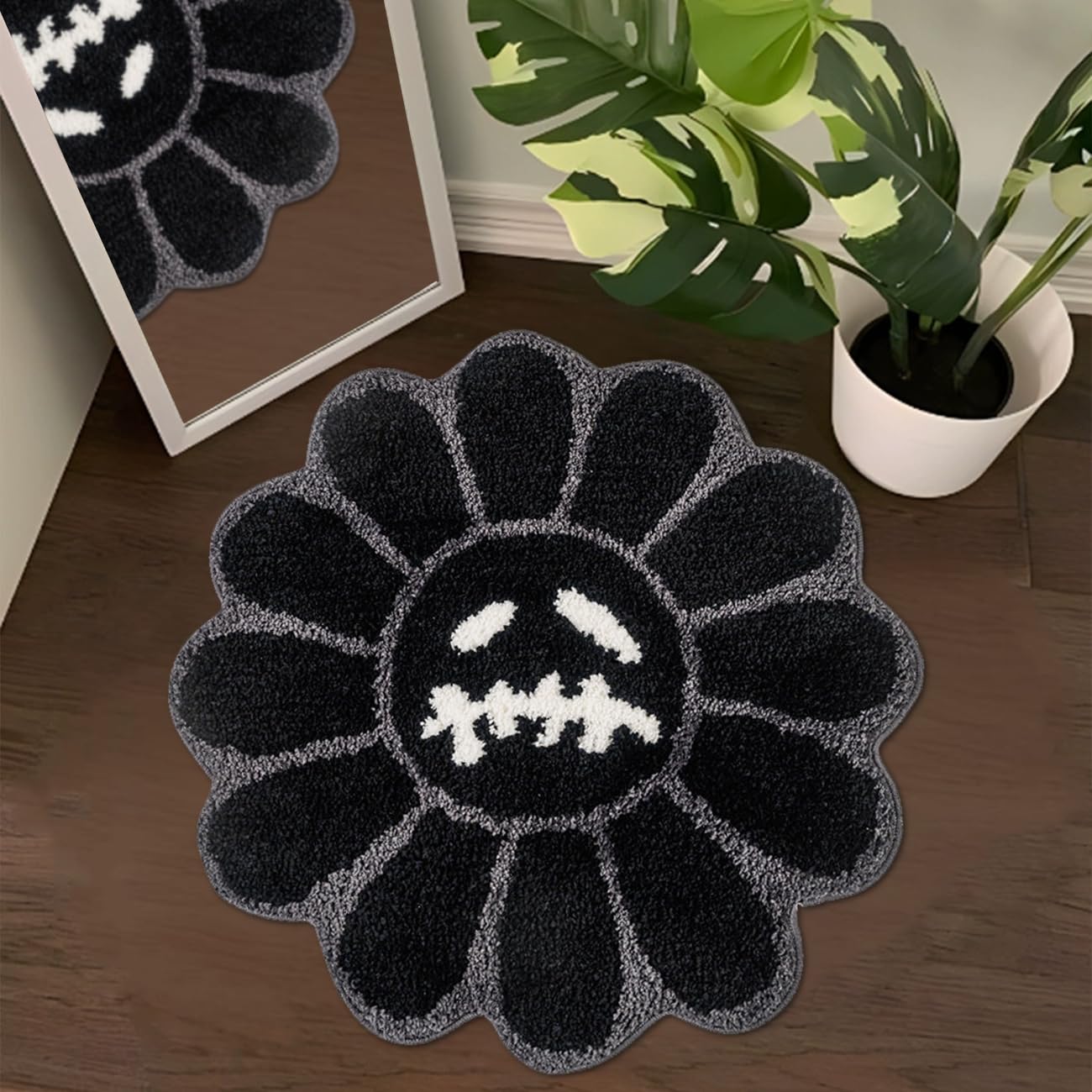 Amazon.com: Shovagy Trippy Happy Face Rug Cool Gothic Skull Bathroom ...