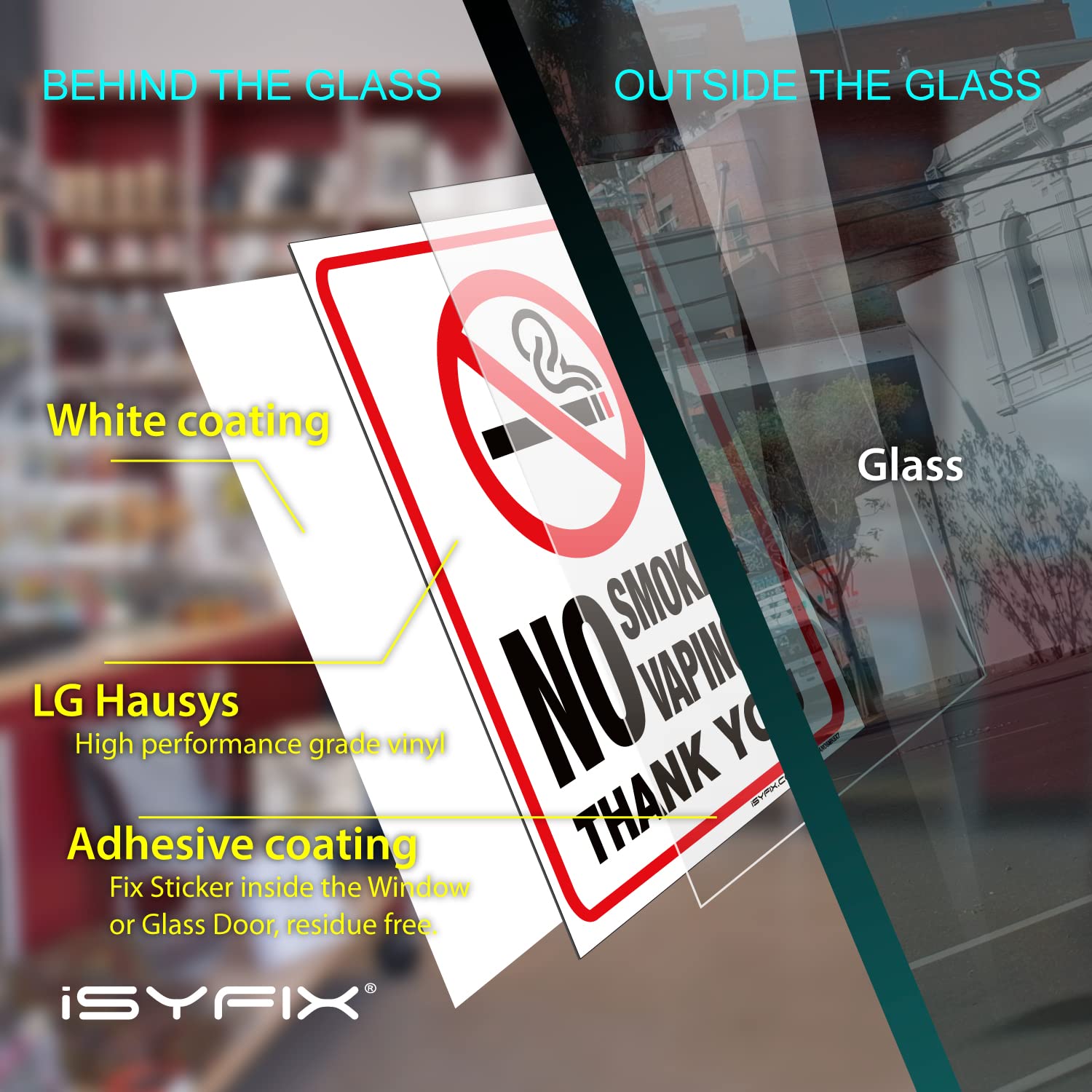 Snapklik.com : iSYFIX No Smoking No Vaping Sticker Sign - 4 Pack 6x7 ...