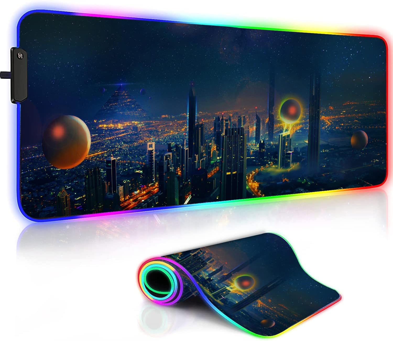 RiaTech RGB Gaming Mouse Pad, Large Extended Soft Led Mouse Pad with 14 ...