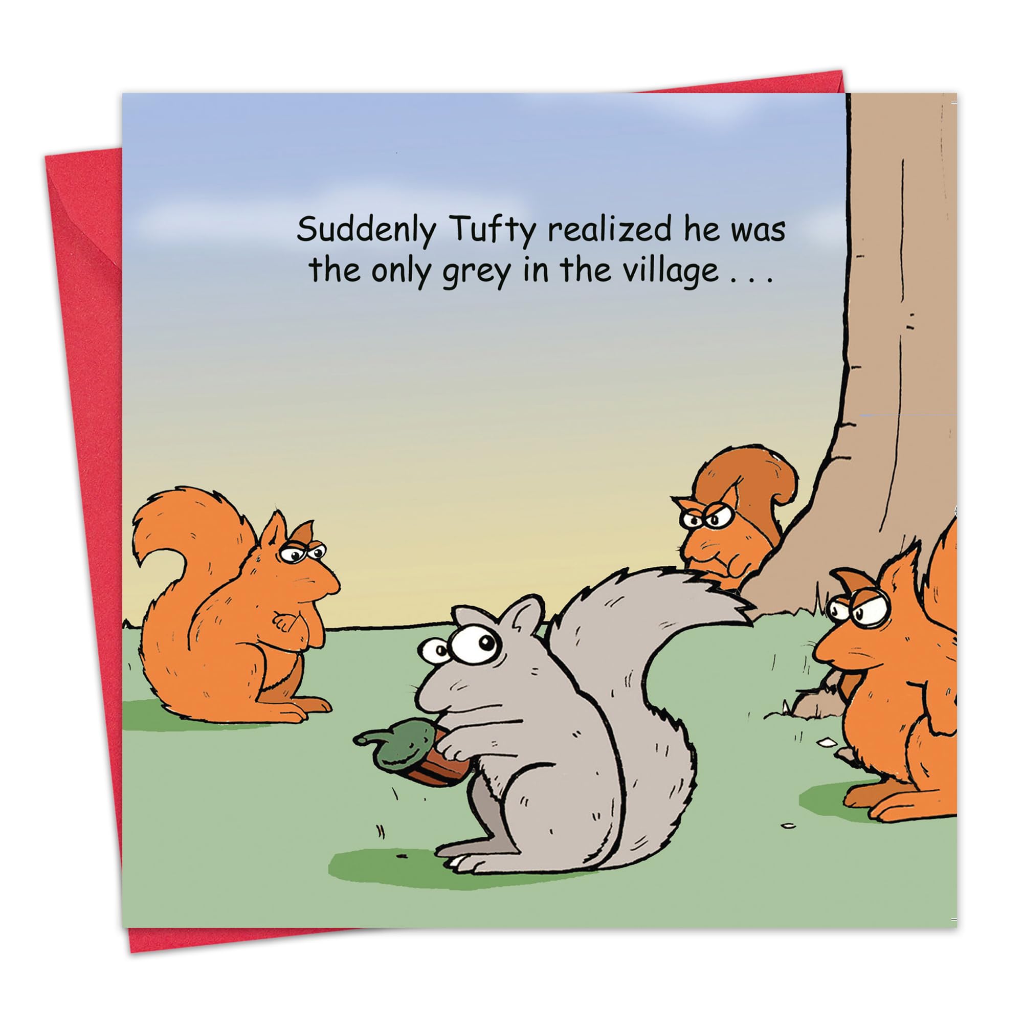 Twizler Funny Card with Old Grey Squirrel – Blank Card - Happy Birthday ...