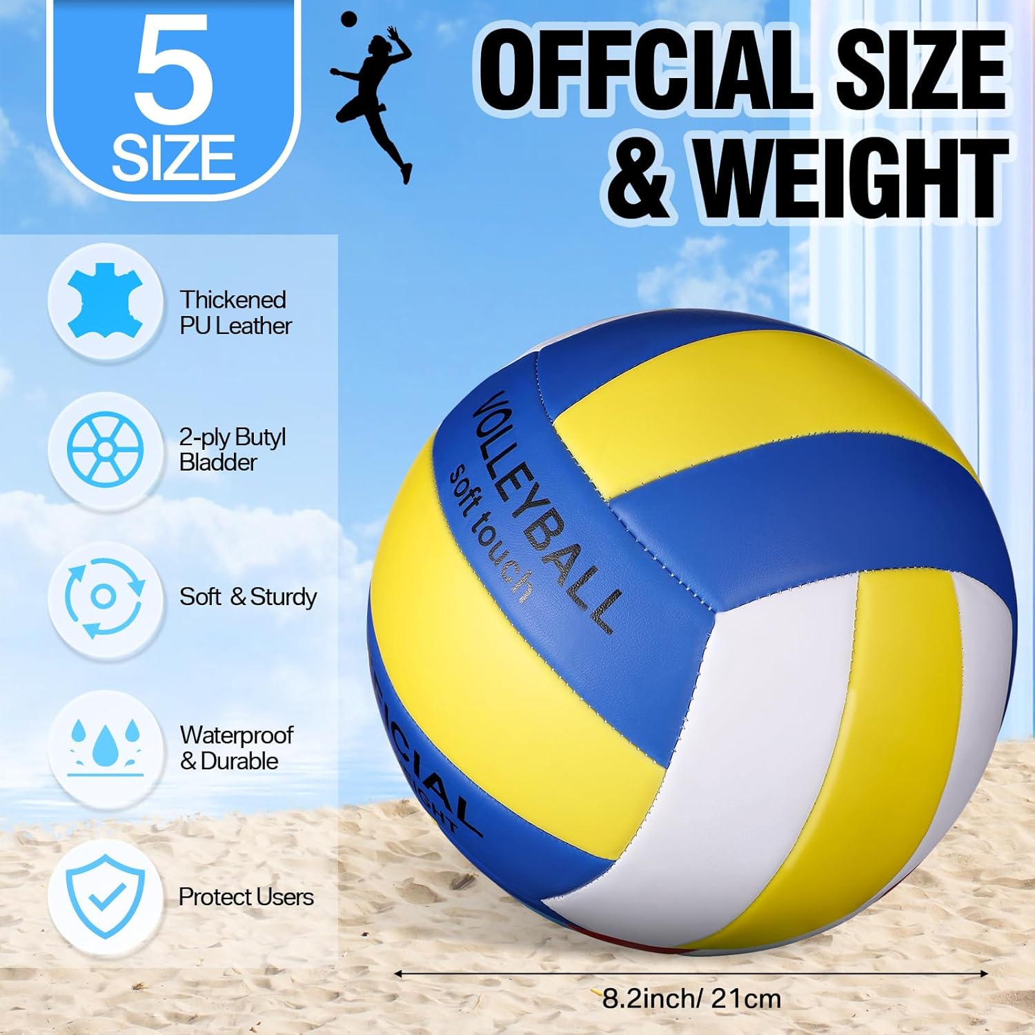 Volleyball Net Set Includes 32x3ft Net 2 Volleyballs with Pump ...