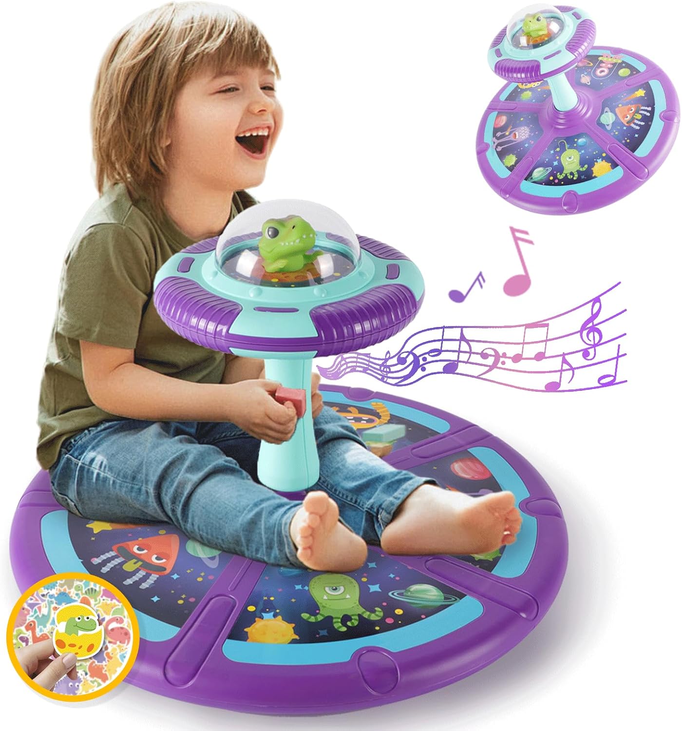 Amazon.com: Dinosaur Sit and Spin Toy with 60 Stickers, 360°Rotate Ride ...