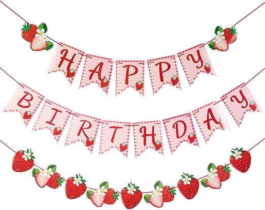 Amazon.com: Paper Jazz Strawberry Hanging Banner Decorations，Red Fruit ...