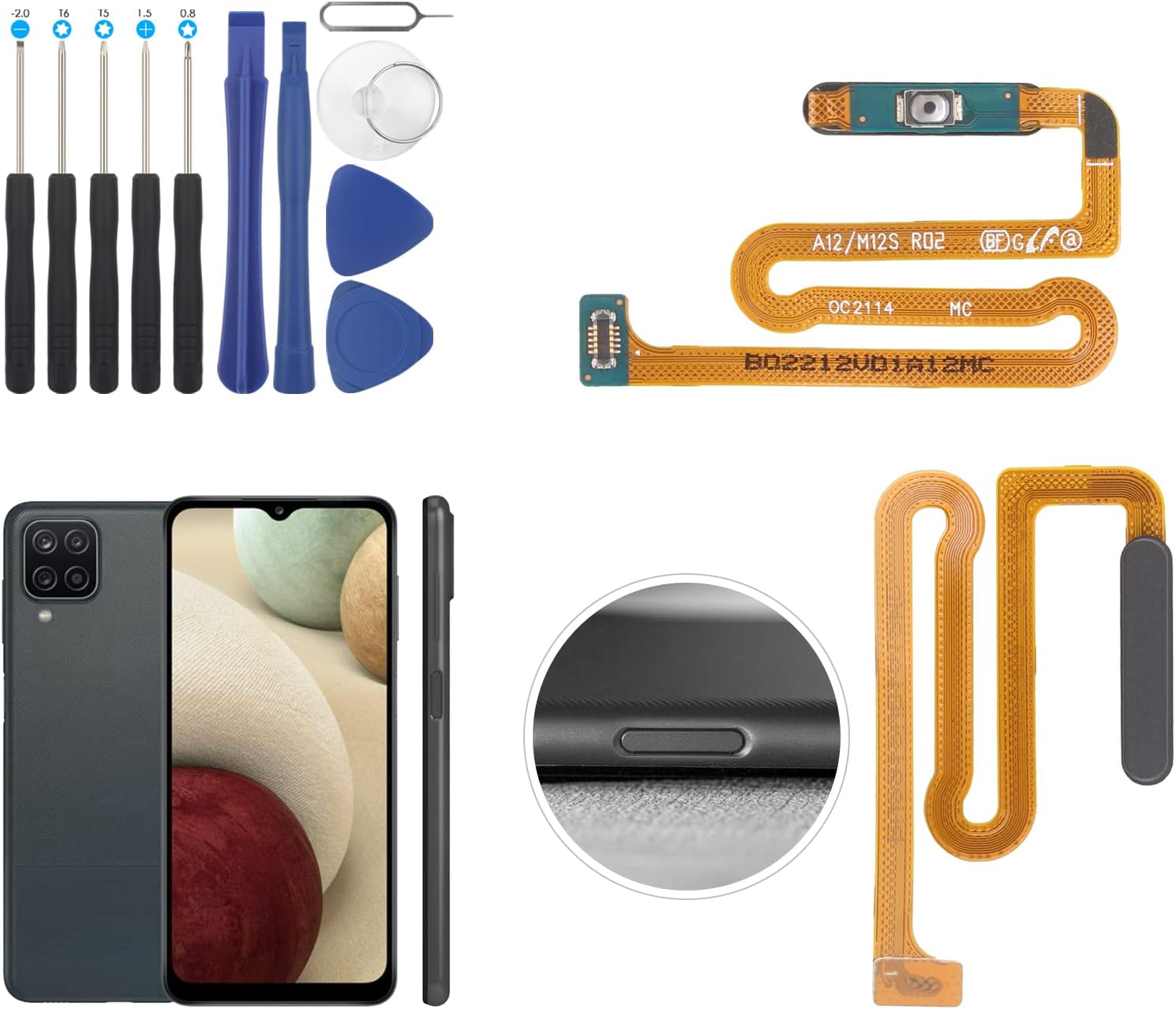 Amazon.com: Galaxy A12 Replacement Power Button Parts,A12 Fingerprint ...