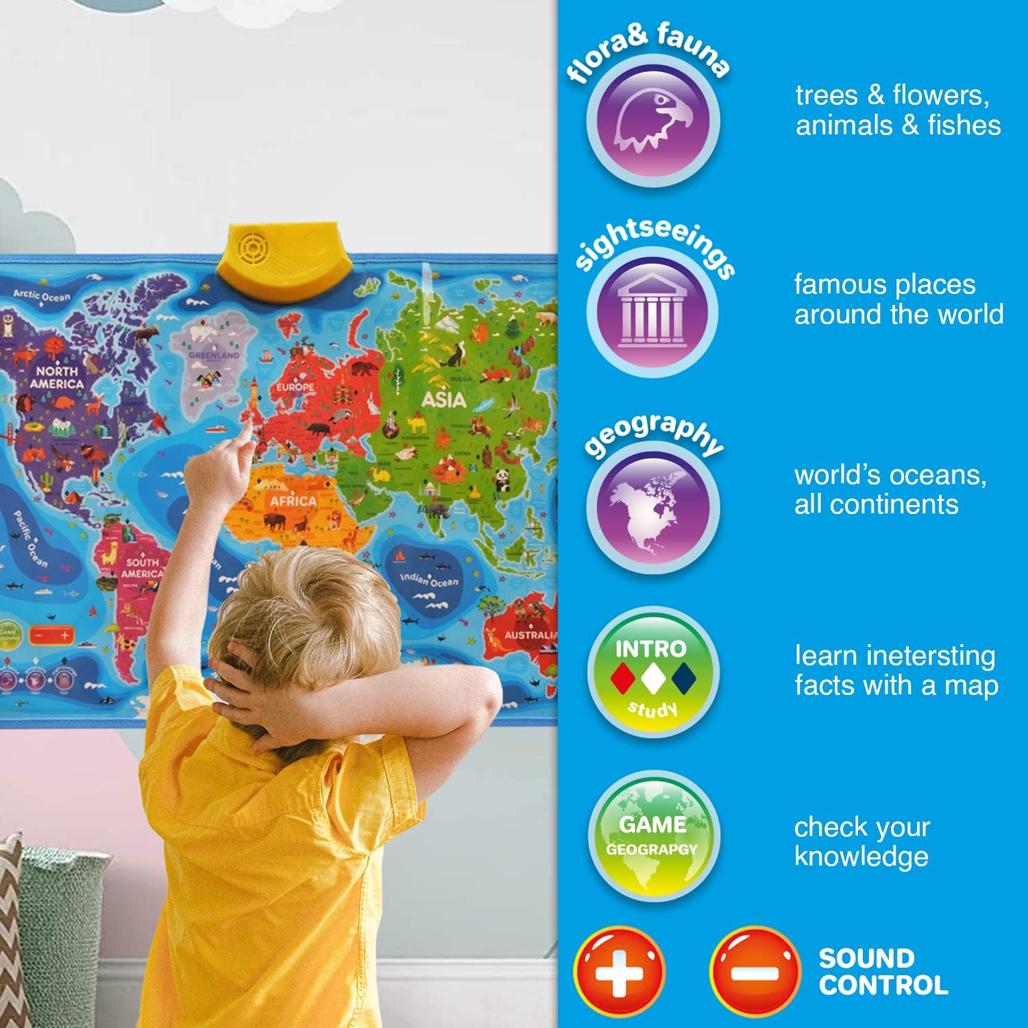 Interactive World Map Toy for Kids - Learn Geography Bahrain | Ubuy