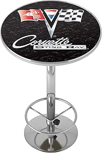 Amazon.com: Bar Table - Corvette C2 Black Bar Height Table with ...