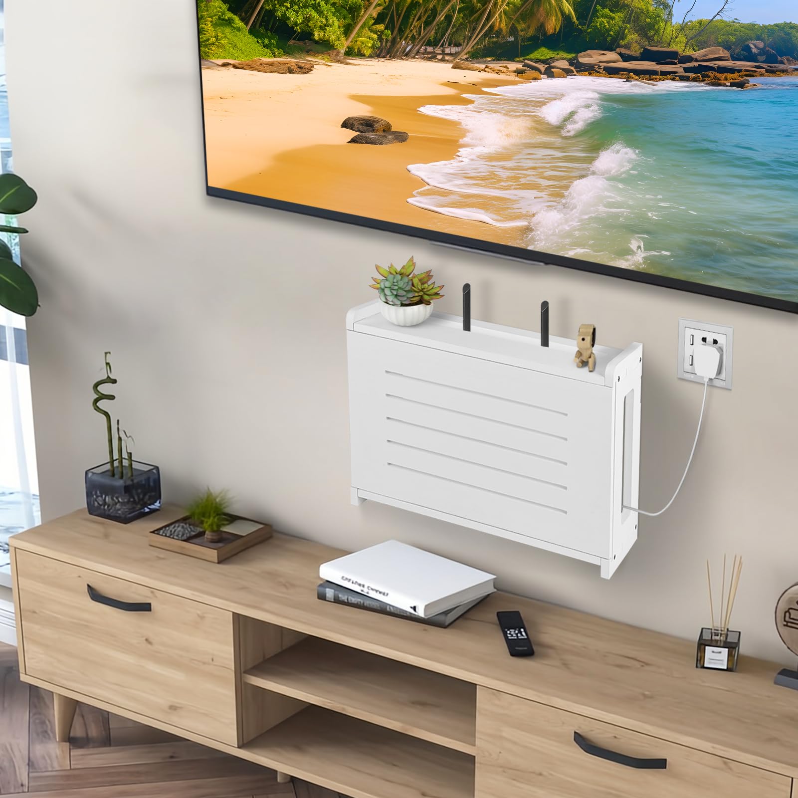 Snapklik.com : Router Shelf Wall Mount WiFi Router Storage Box Modem ...