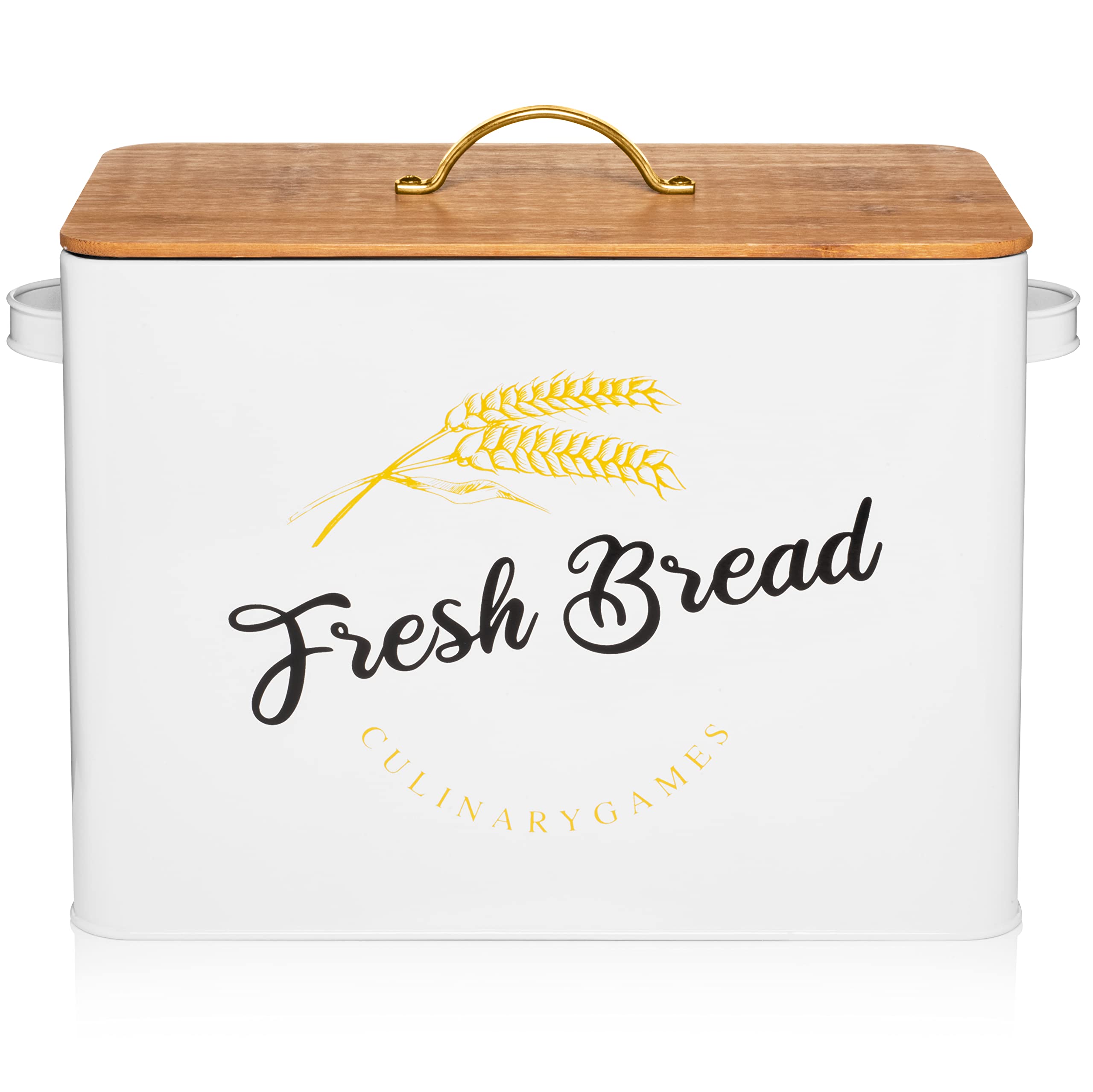 Extra Large Modern White Farmhouse Bread Box With Bamboo Lid ...