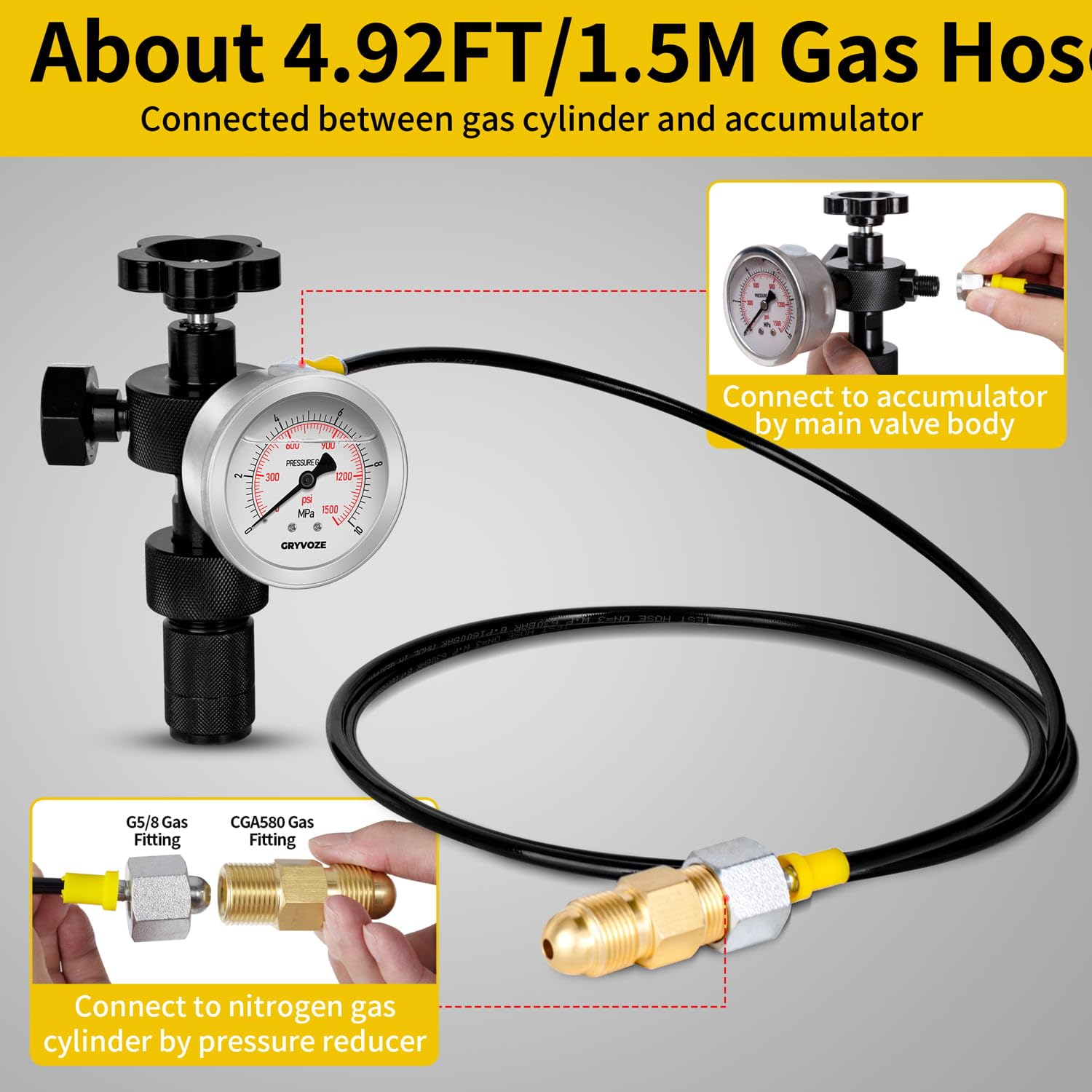 Snapklik.com : GRYVOZE Hydraulic Nitrogen Accumulator Charging Kit ...