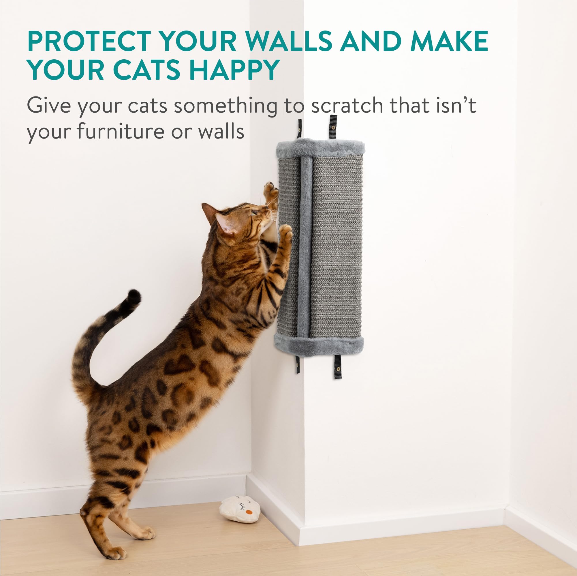 Snapklik.com : Wall Mounted Cat Corner Scratcher, Set Of 2, Grey ...