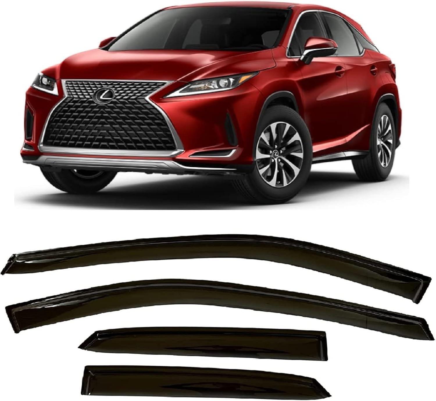 Amazon.com: 2016-2022 Smoke Tinted Tape-On Side Window Visor Deflectors ...