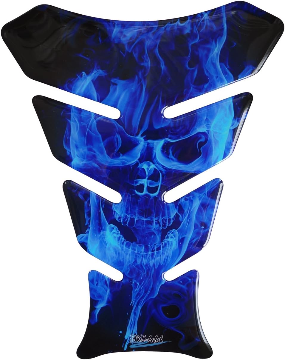 Tankpad 3D - 500067 - Ghost Blue Totenkopf-Motiv/Flammen Blau ...