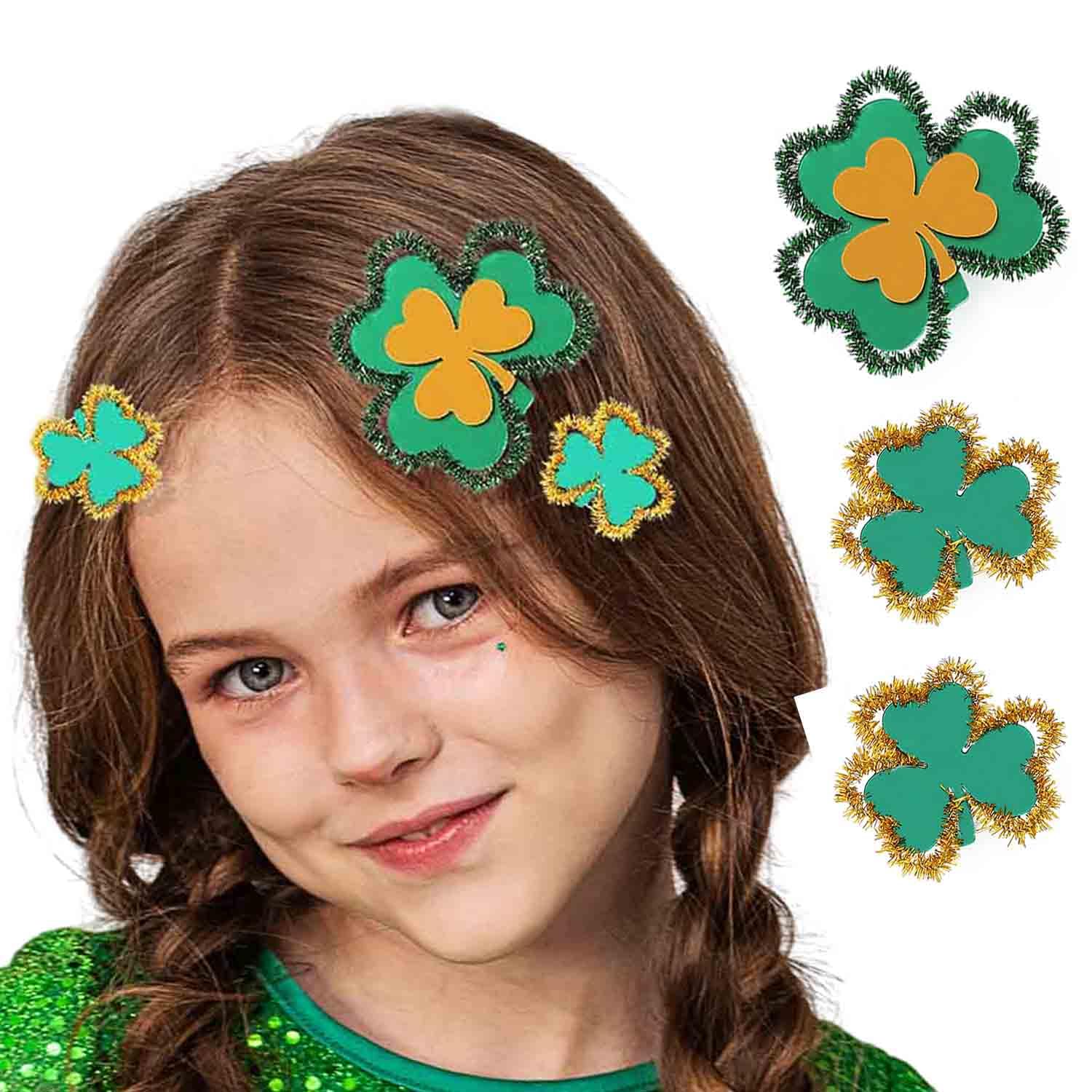 Amazon.com : Casdre St. Patrick's Day Hair Clips Green Shamrock Hair ...