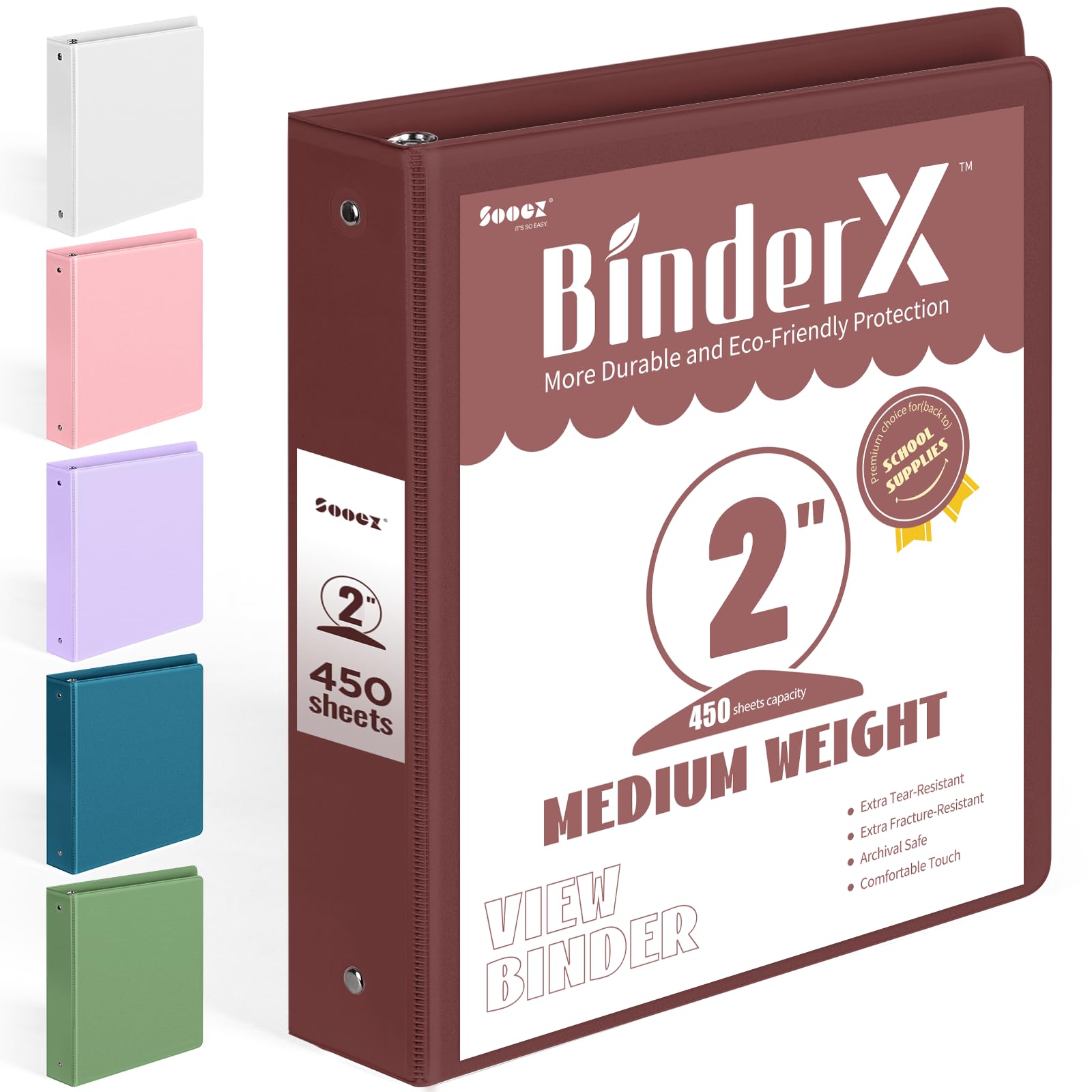 Snapklik.com : BinderX Extra Durable 3 Ring Binder, Round Ring 2 Inch ...