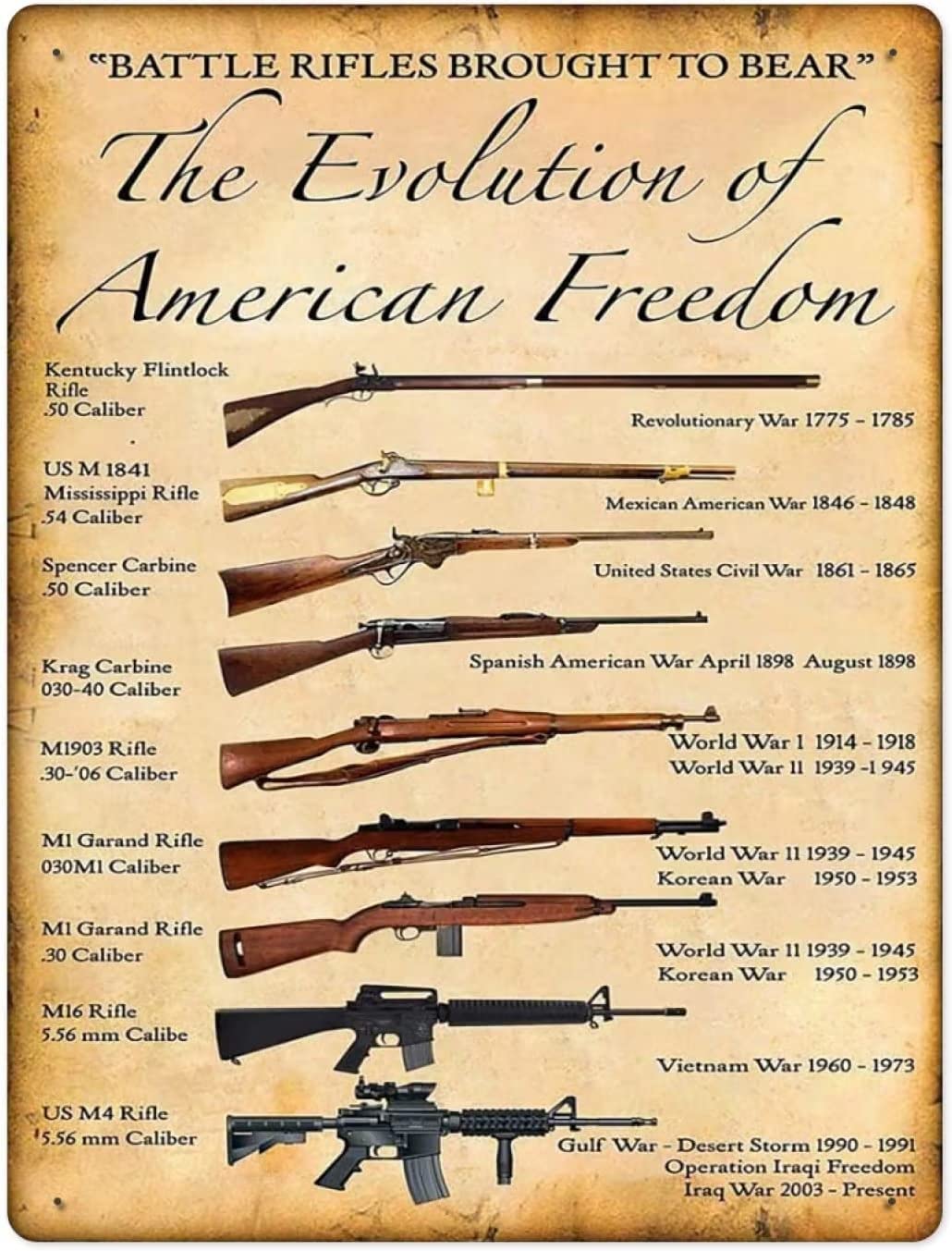 Amazon.com: Vintage Gun Metal Signs The Evolution Of American Freedom ...