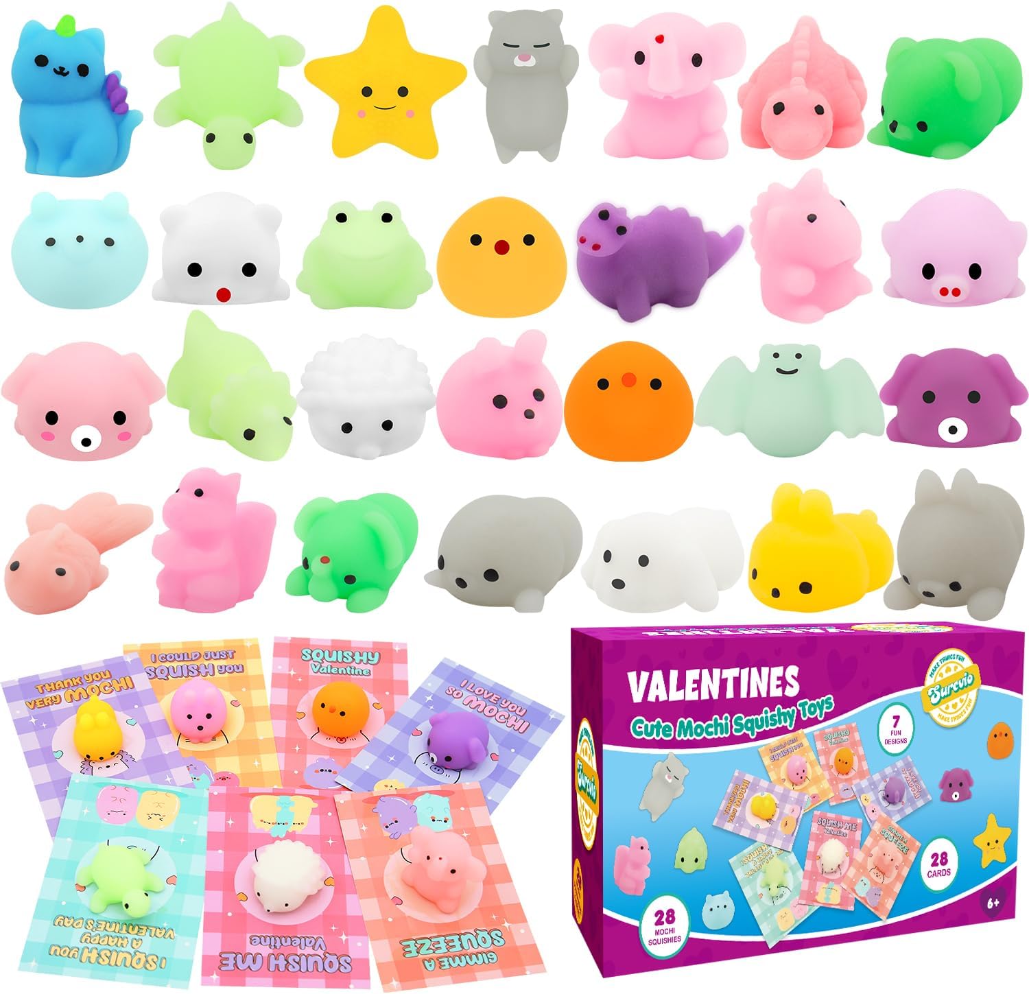 Amazon.com: SURCVIO 28 Pack Valentines Day Gift Cards for kids with ...