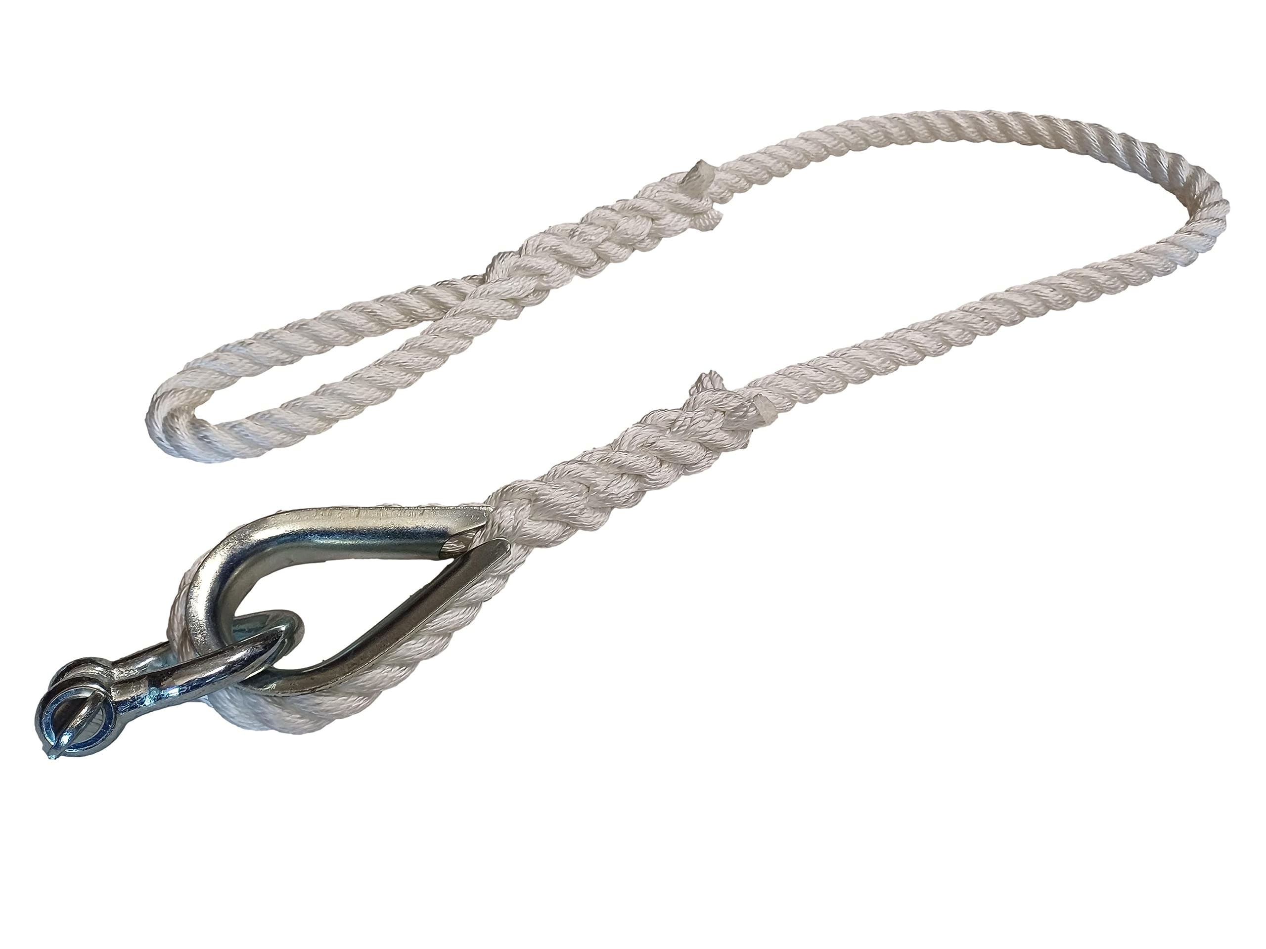 20mm Nylon Rope Mooring Strop With Galv Thimble & Bow Shackle One End ...