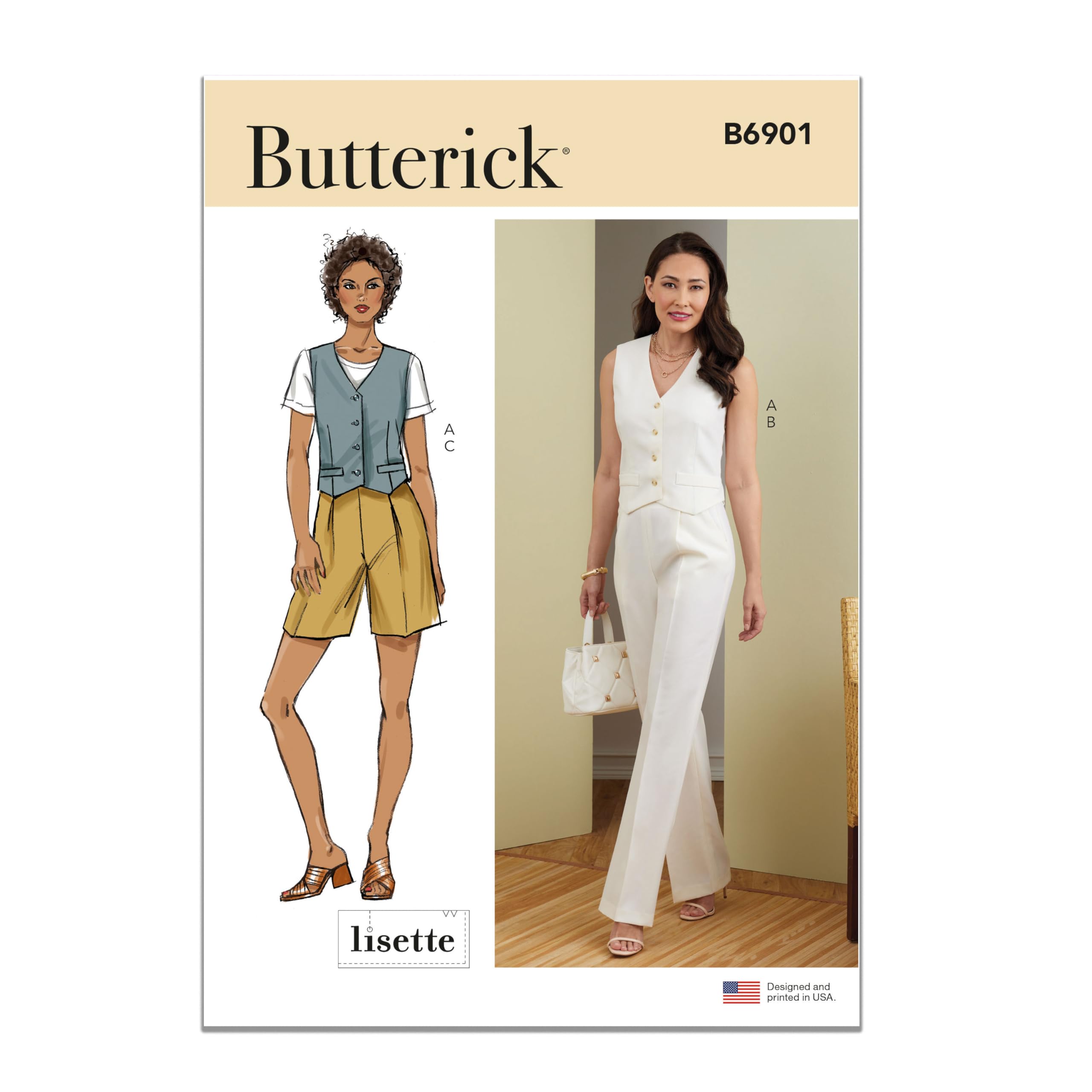 Amazon.com: Butterick Misses' Vest, Pants and Shorts Sewing Pattern ...