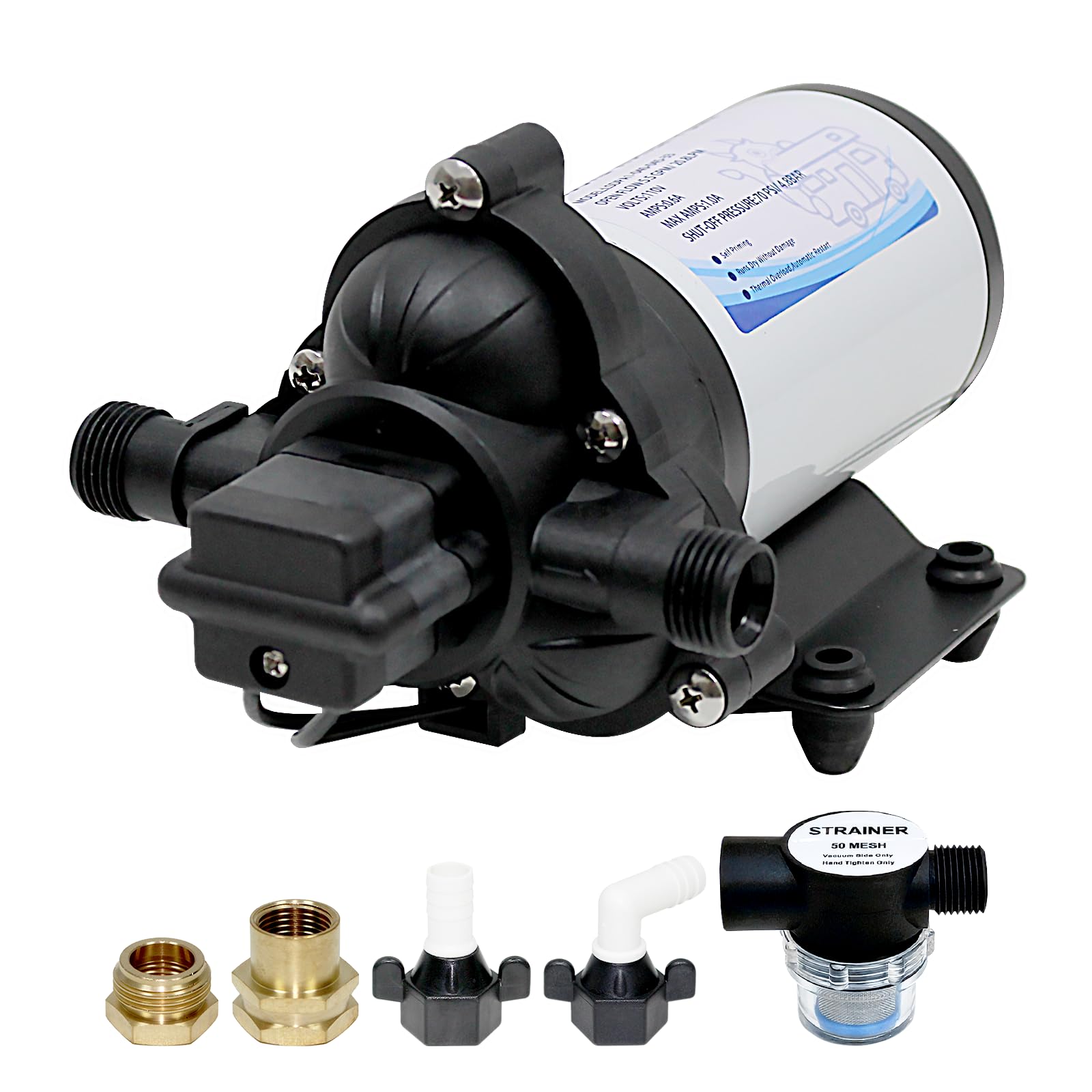 Snapklik.com : 110V Water Pressure Diaphragm Pump, 40GPM/45PSI Self ...