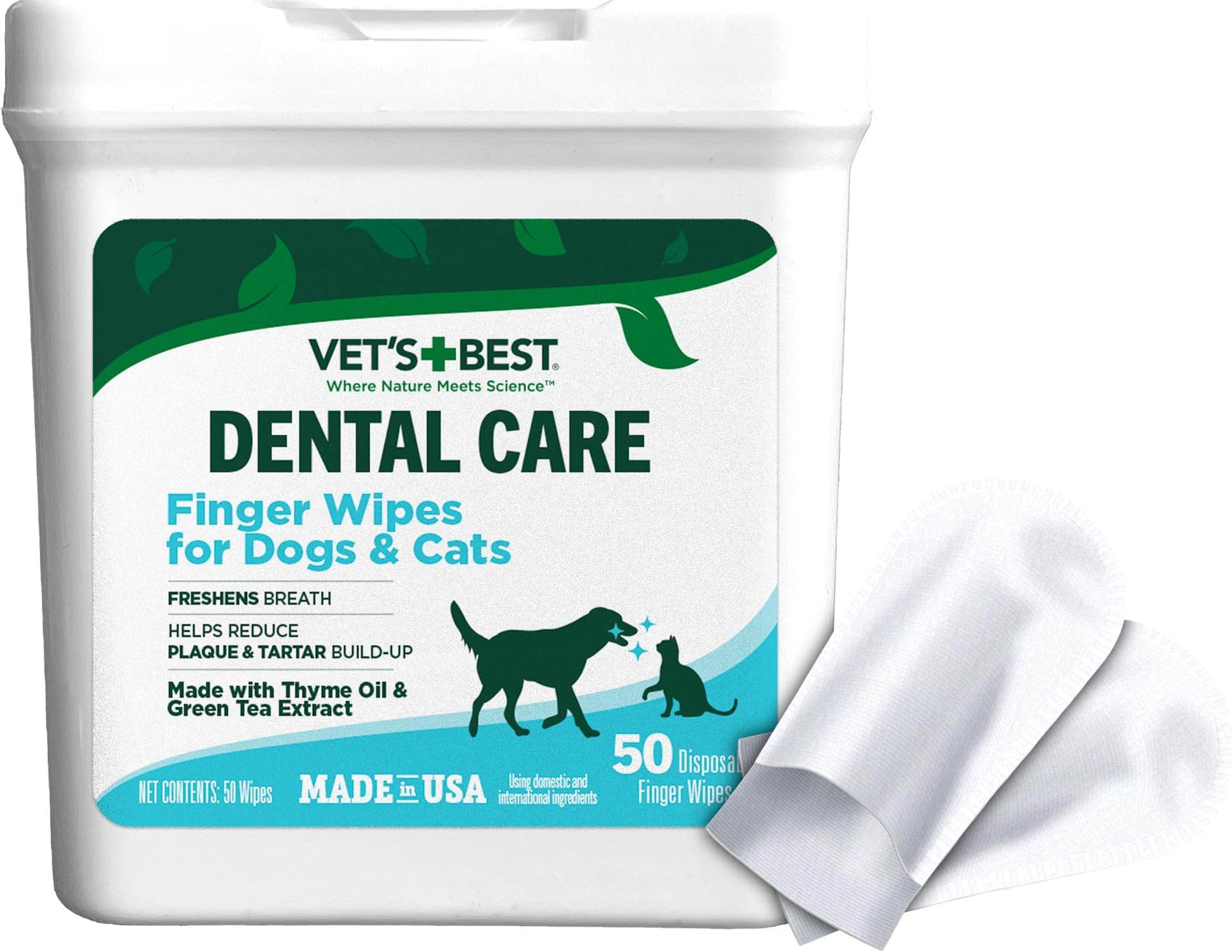 Vet's Best Dental Care Finger Wipes | Reduces Plaque & Freshens Breath ...