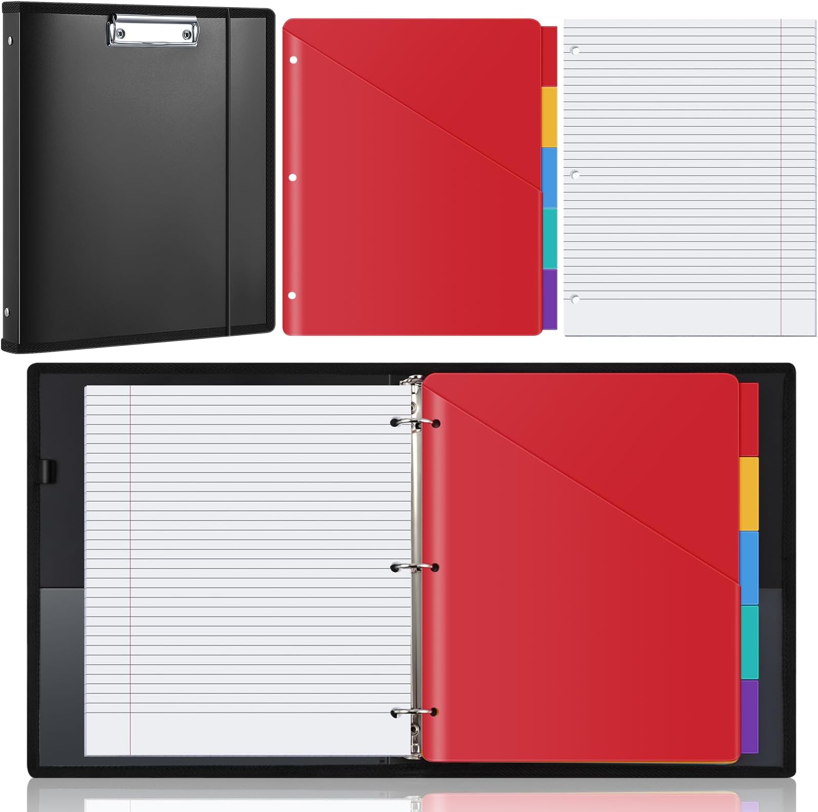 Amazon.com : Henoyso 3 Ring Binder with Clipboard PU Clipboard Folder ...