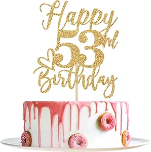 Amazon.com: Happy 53rd Birthday Cake Topper, 53 Birthday Decorations ...