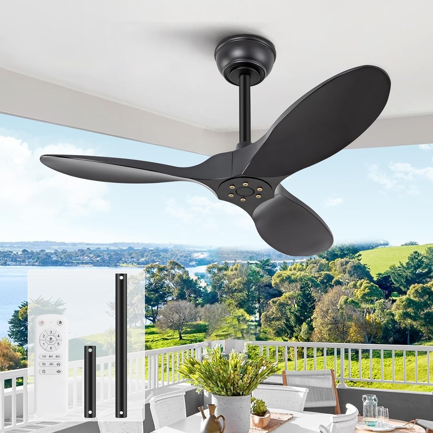 Amazon.com: 36 Inch Black Ceiling Fan, 6 Speeds, Reversible Silent DC ...