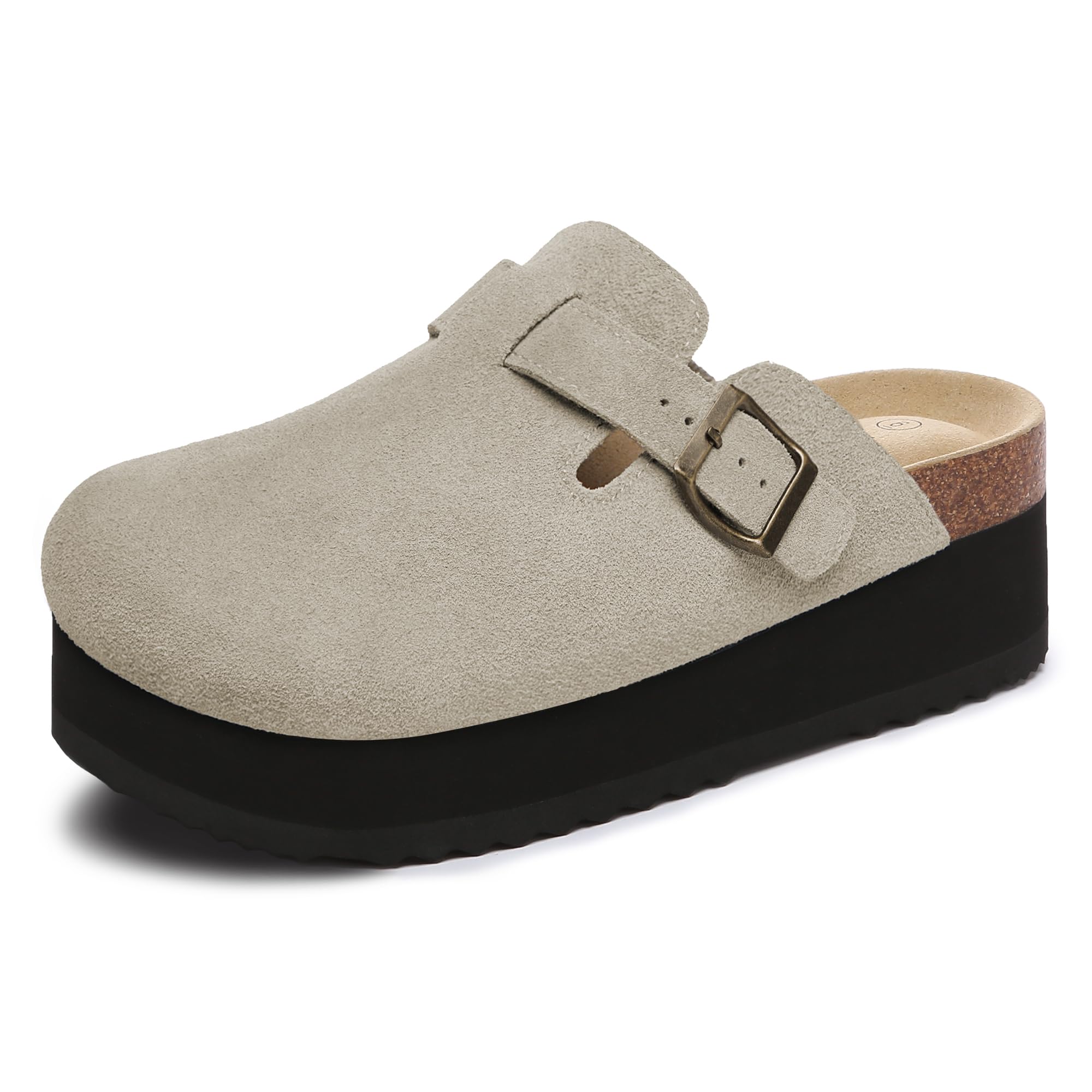 Snapklik.com : Womens Platform Clogs Adjustable Buckle Cork Footbed ...